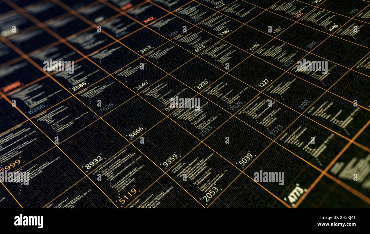 Futuristic Hi Tech Graphic Interface With Digital Code And Data Abstract Chart Of Automatically