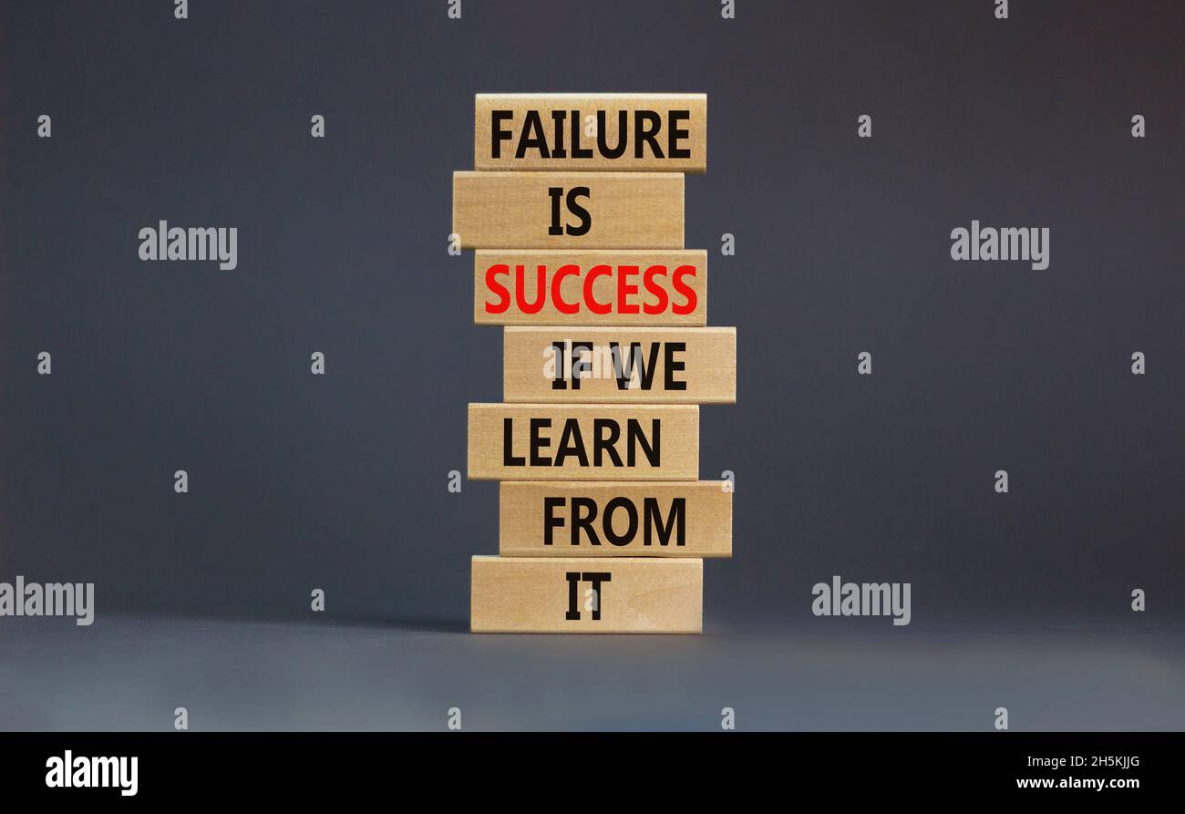 Failure or success symbol. Wooden blocks with words Failure is success ...
