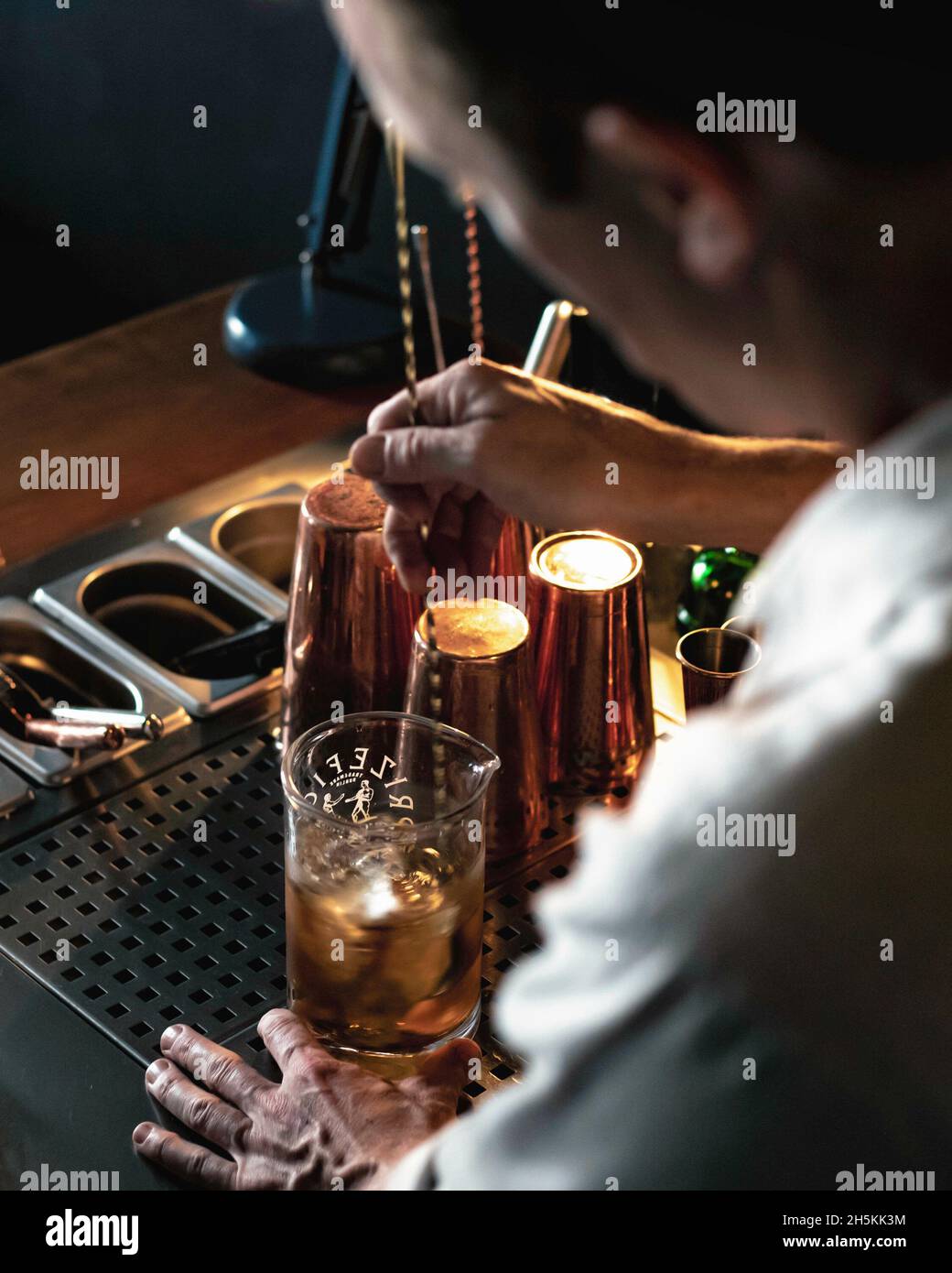 Closeup shot of a bartender doing his job professionally in a bar Stock ...