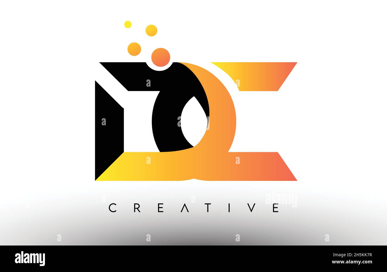 DC Black Orange Letter Logo Design. DC Icon with Dots and Bubbles ...