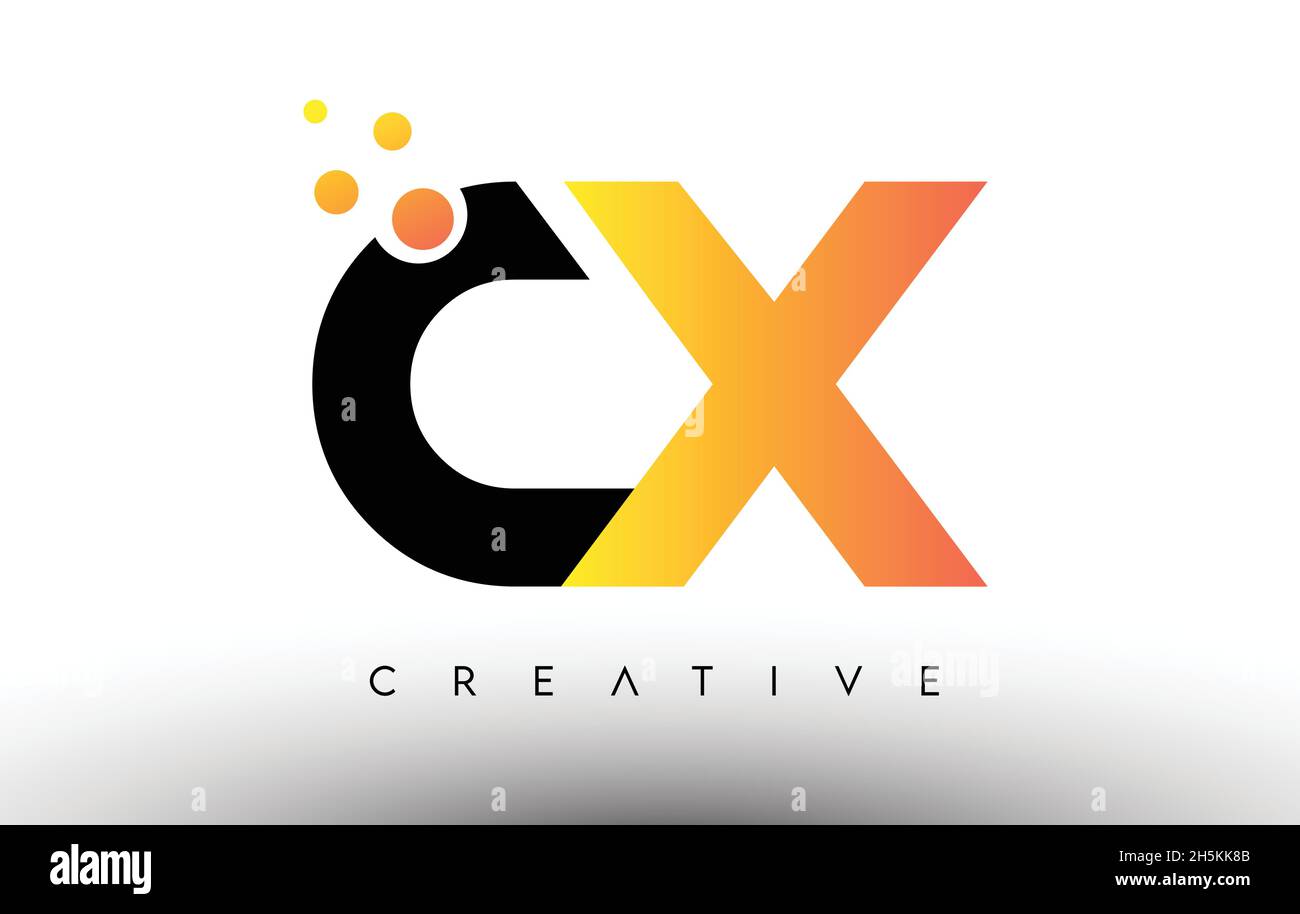 CX Black Orange Letter Logo Design. CX Icon with Dots and Bubbles ...