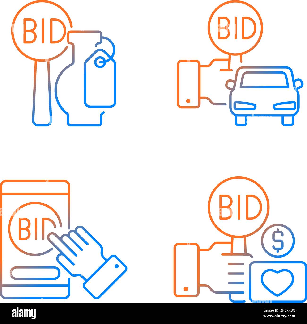 Auction items gradient linear vector icons set Stock Vector Image & Art ...