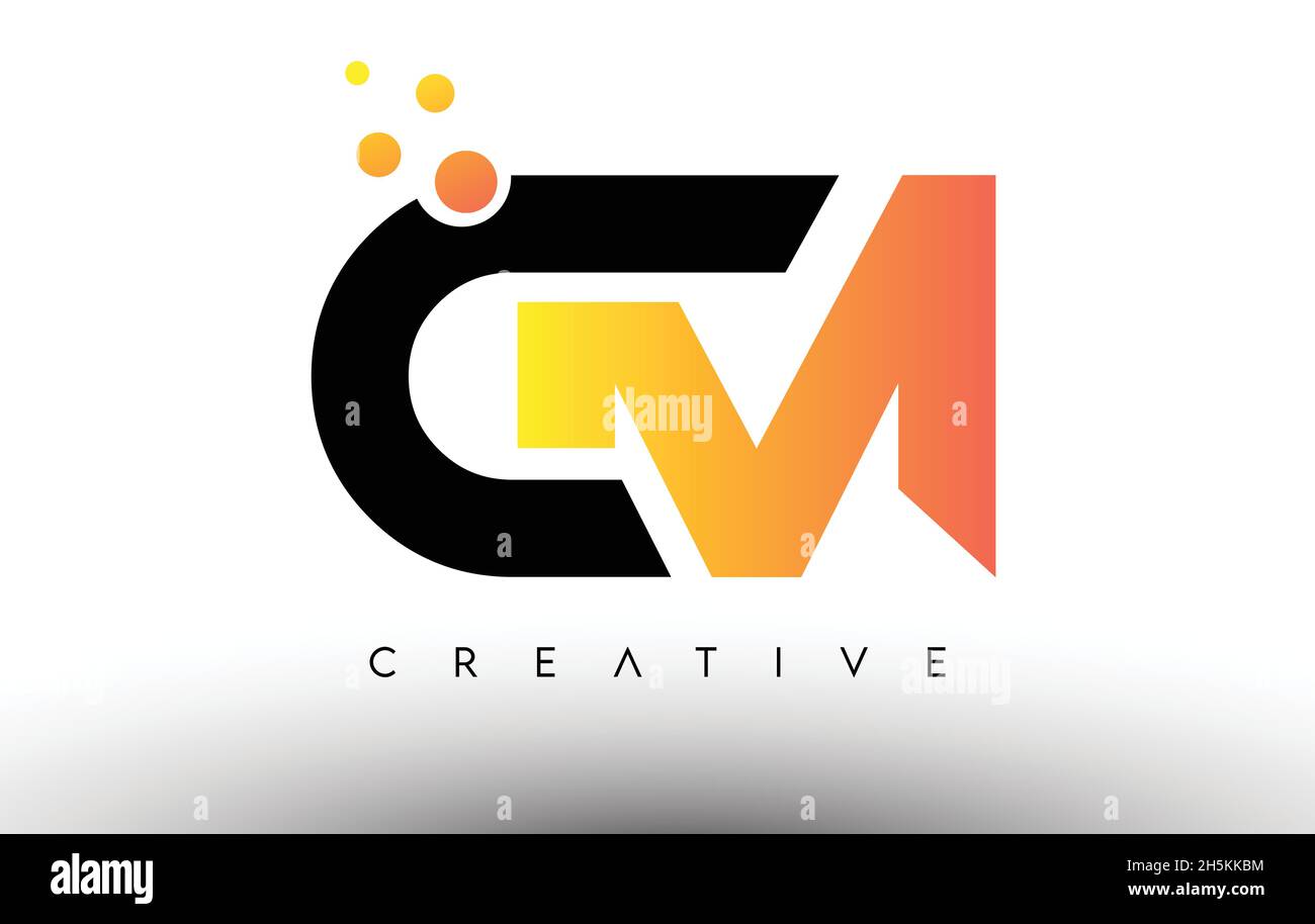 CM Black Orange Letter Logo Design. CM Icon with Dots and Bubbles ...