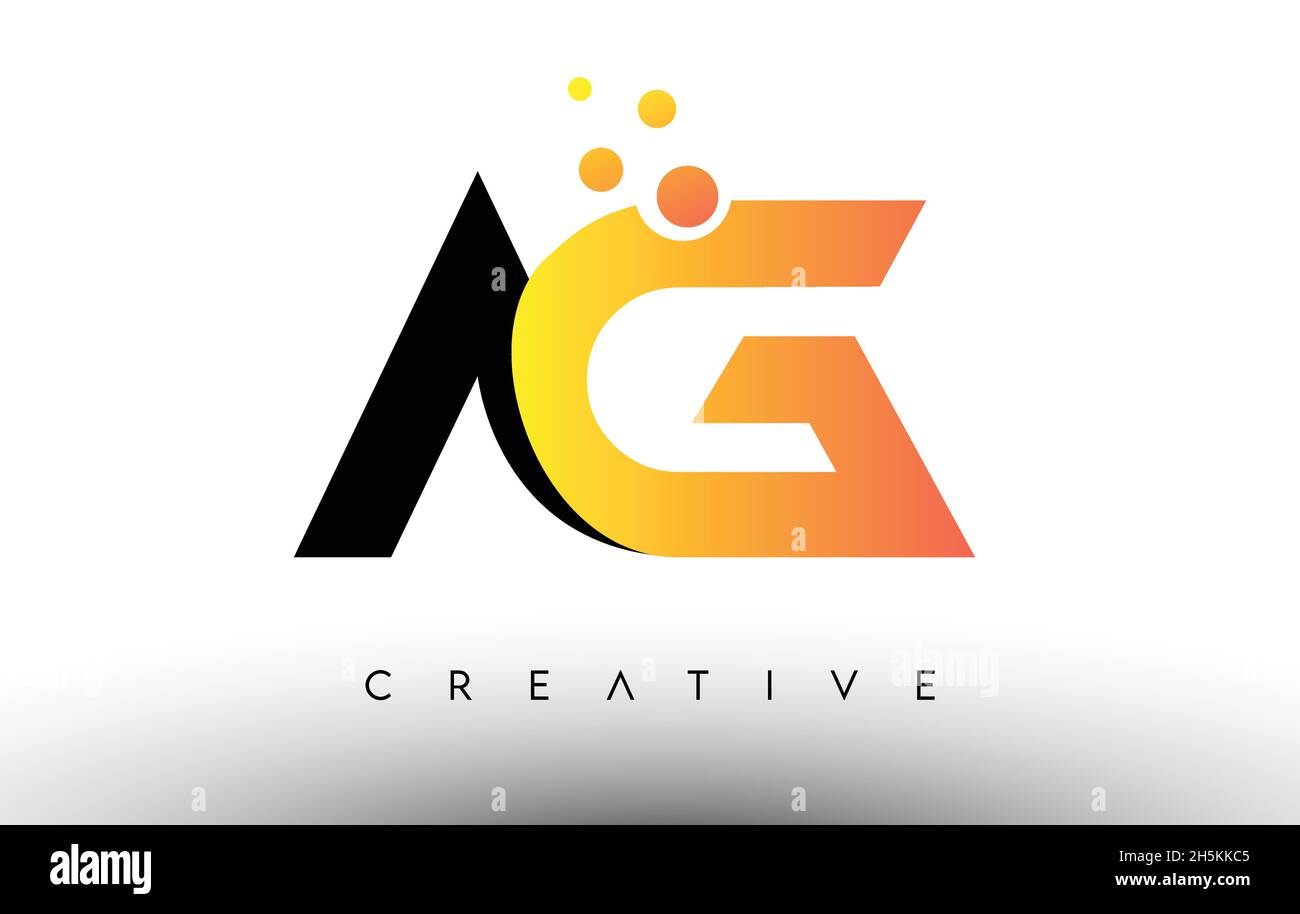 AG Black Orange Letter Logo Design. AG Icon with Dots and Bubbles ...