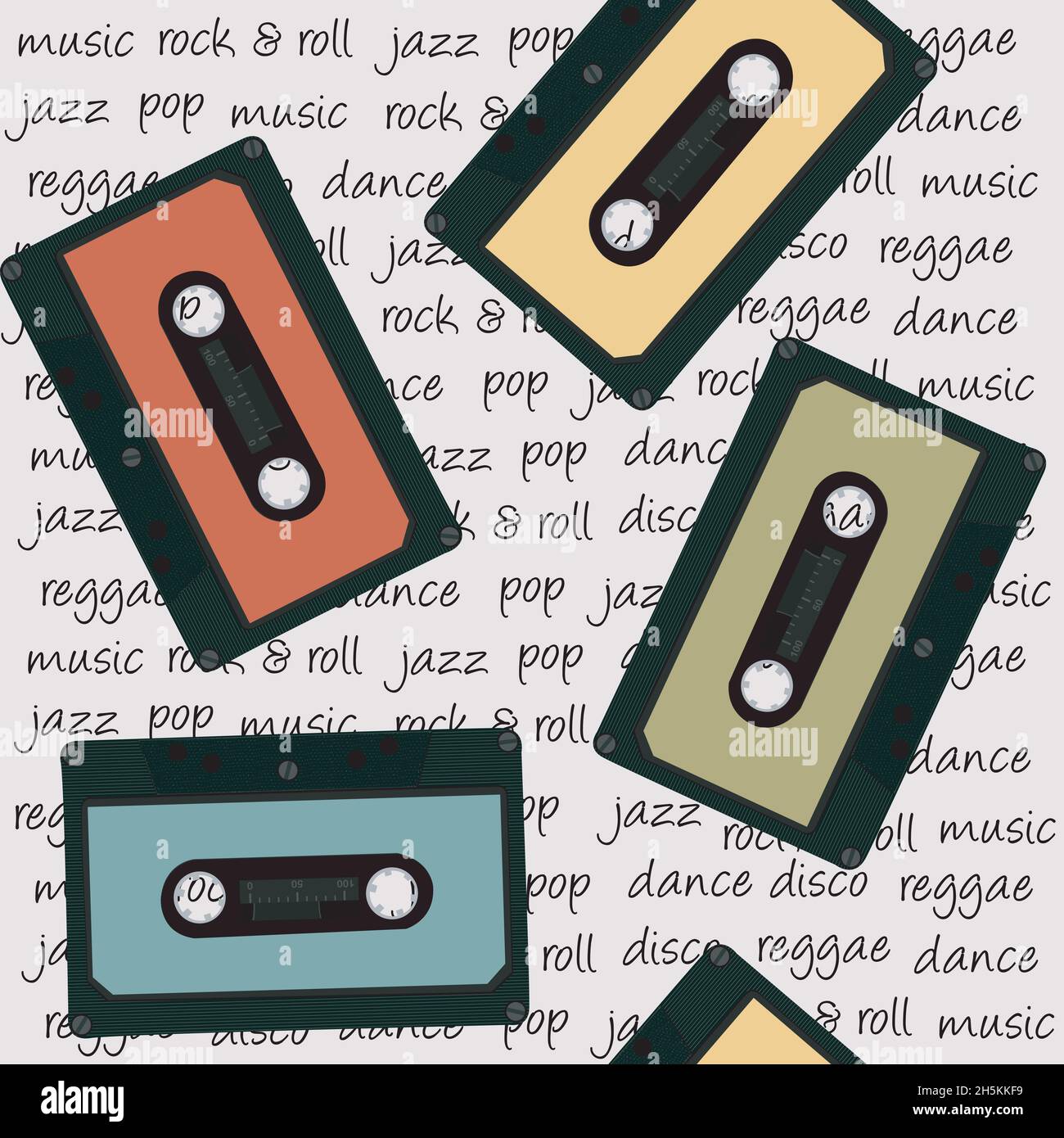 Retro musical background with audio cassettes Stock Vector Image & Art ...