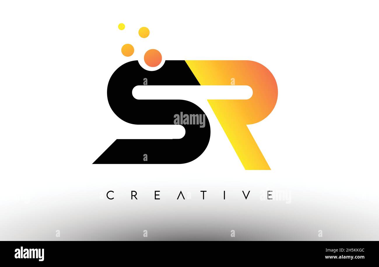 SR Black Orange Letter Logo Design. SR Icon with Dots and Bubbles ...