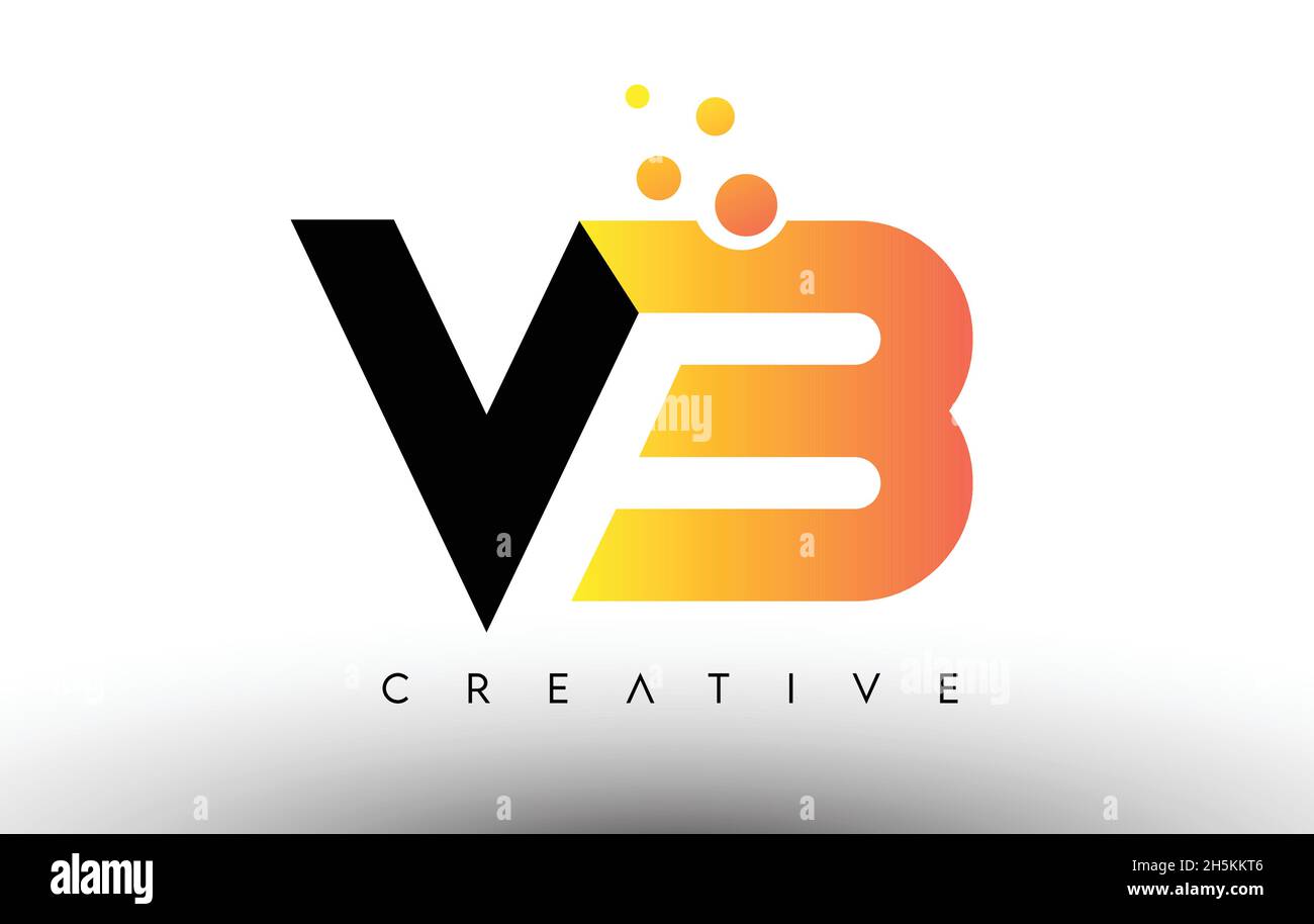 VB Black Orange Letter Logo Design. VB Icon with Dots and Bubbles ...