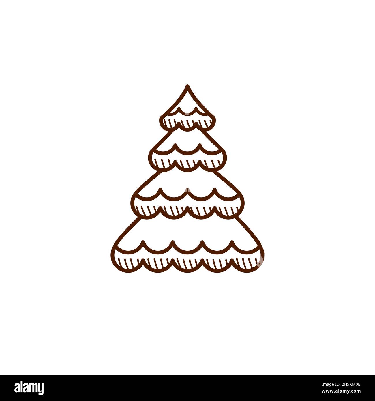 Christmas tree line icon. Vintage christmas tree Stock Vector Image ...