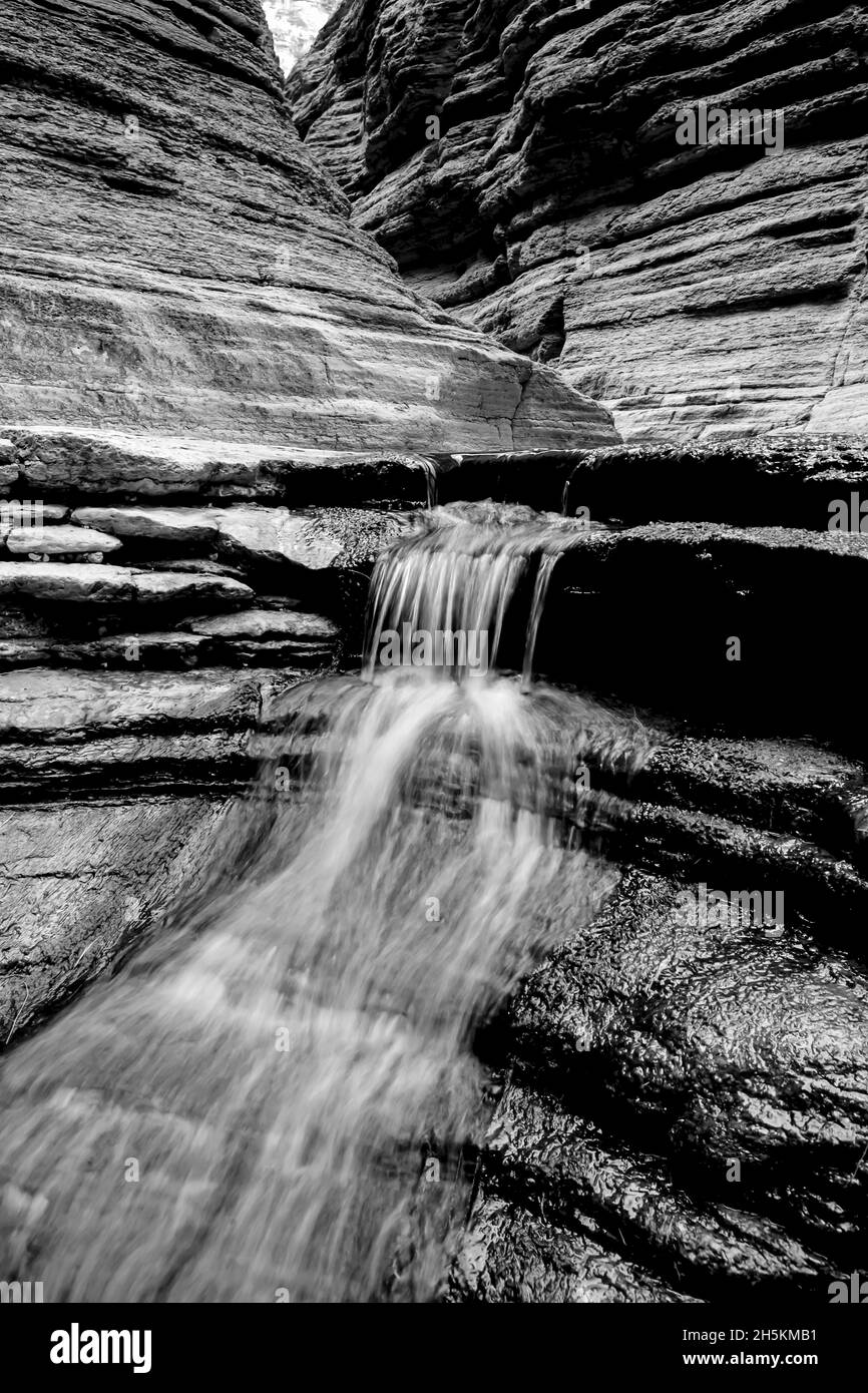 Waterfall through Muav limestone, Matkatamiba Canyon, Grand Canyon ...