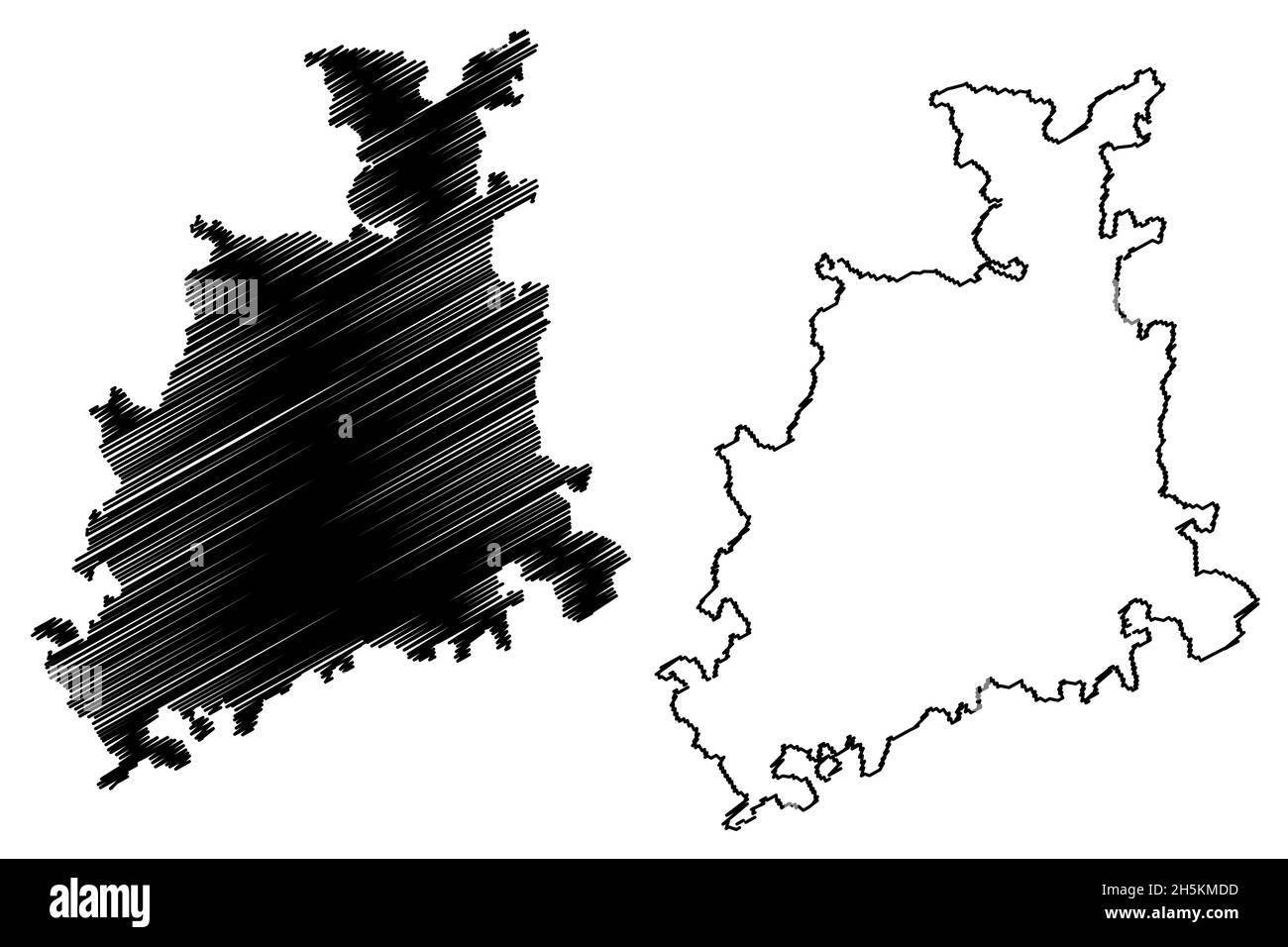 Surendranagar district (Gujarat State, Republic of India) map vector ...