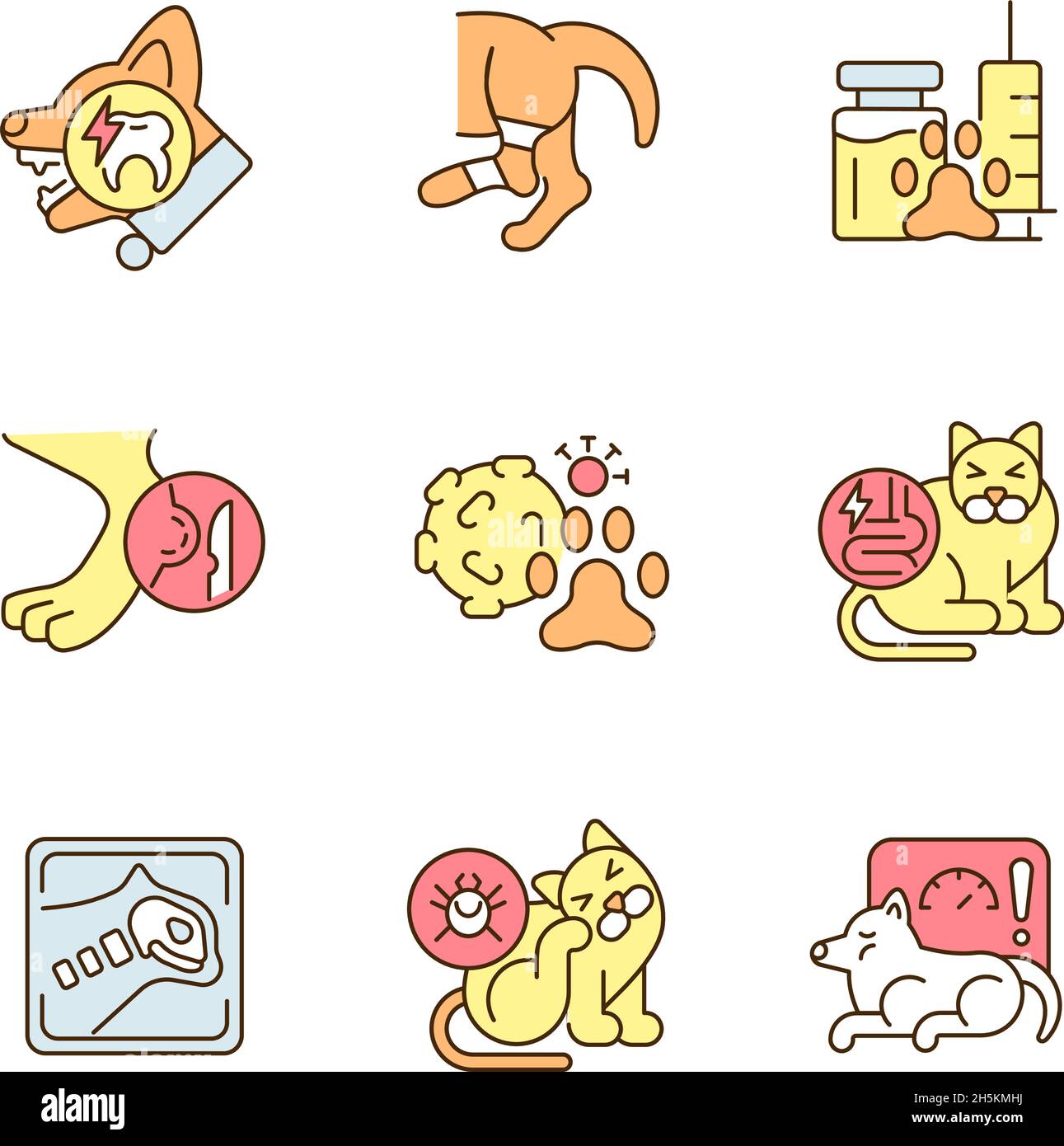 Pet physical injuries RGB color icons set Stock Vector Image & Art - Alamy
