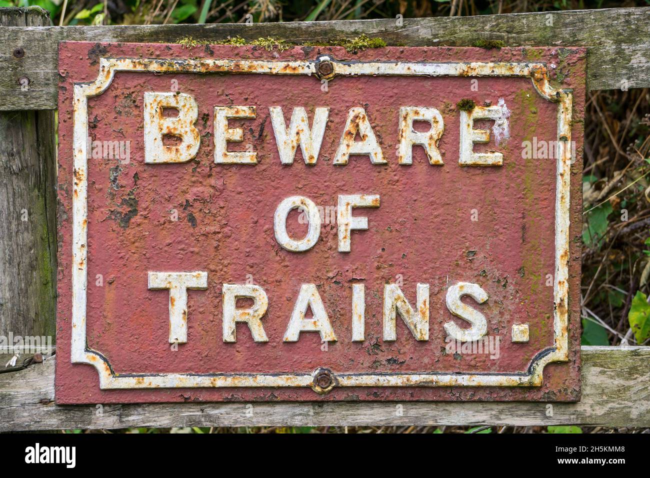 Trains railway safety signage hi-res stock photography and images - Alamy