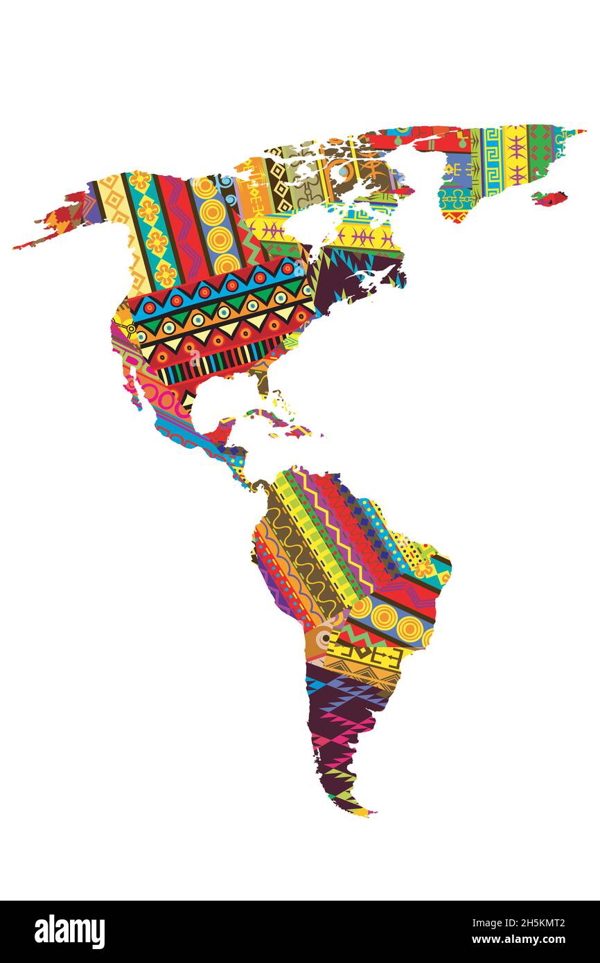 America maps with ethnic motifs Stock Vector Image & Art - Alamy