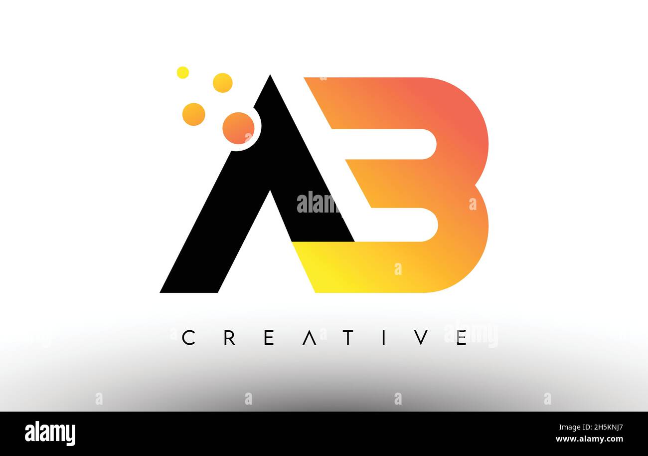 AB Black Orange Letter Logo Design. AB Icon with Dots and Bubbles ...
