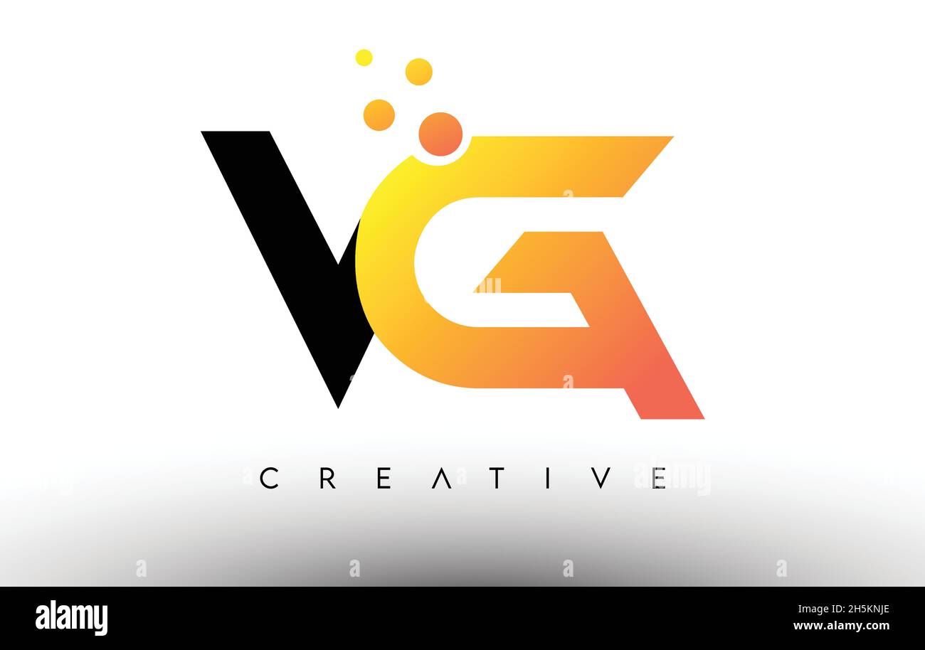 VG Black Orange Letter Logo Design. VG Icon with Dots and Bubbles ...