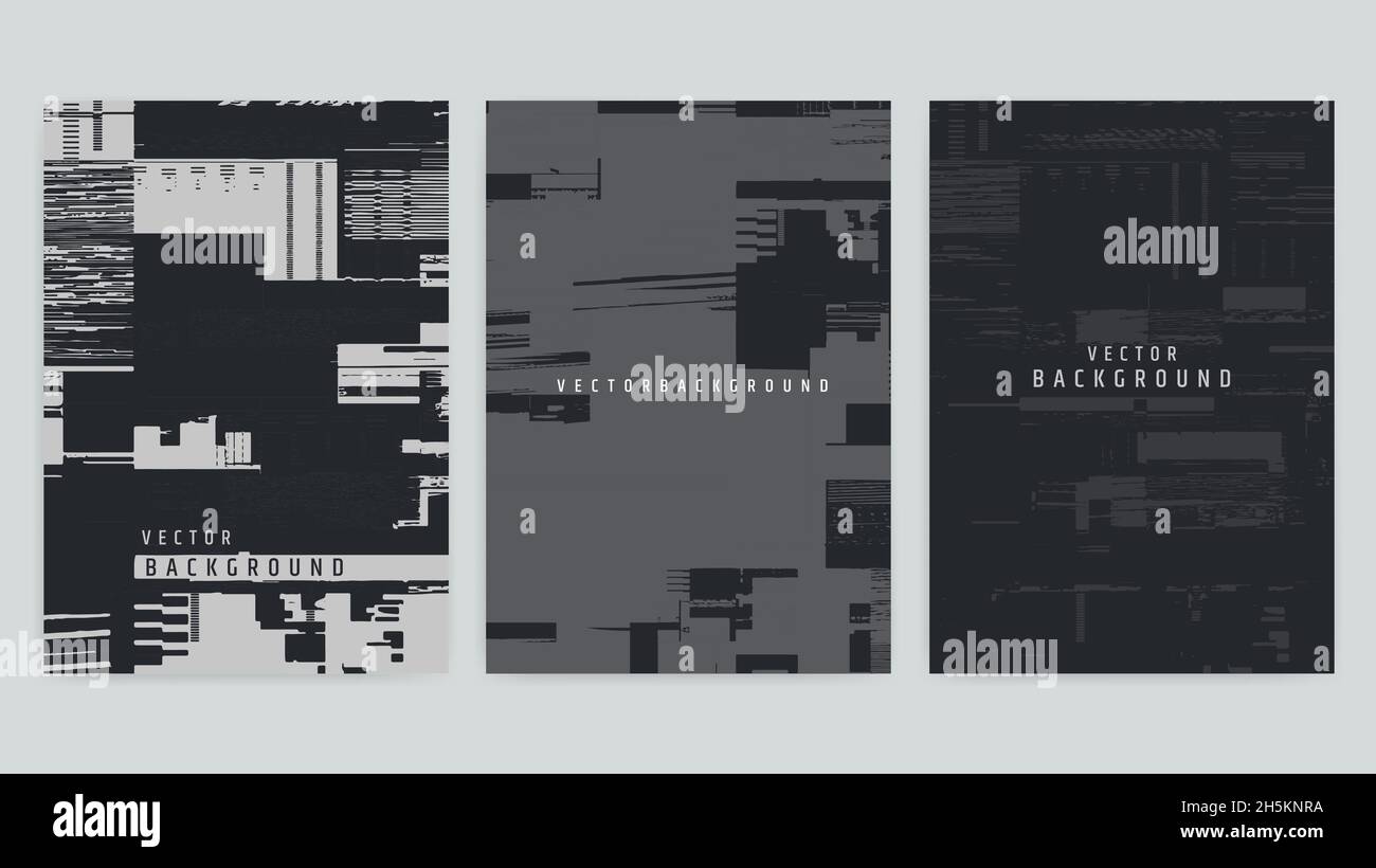 Set of abstract background cover designs. Screen error effect. Failure ...