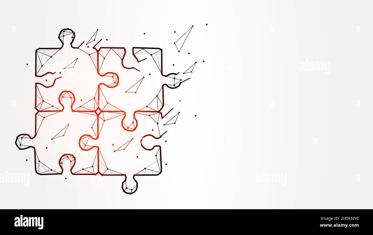 Polygonal vector illustration puzzle, puzzle solution concept art ...