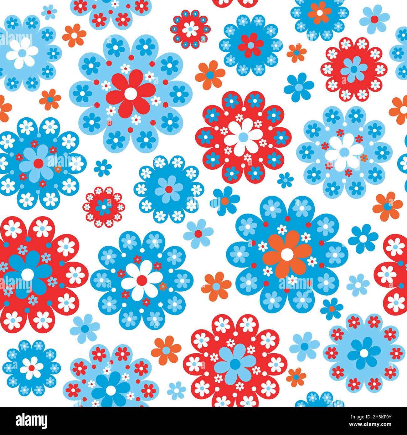 Floral seamless background with red and blue flowers Stock Vector Image ...