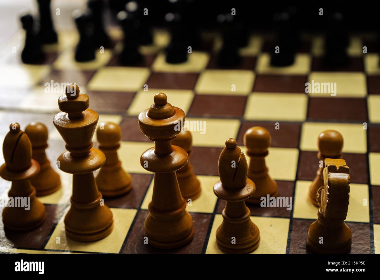 all chess pieces on a set board before starting the game Stock Photo ...