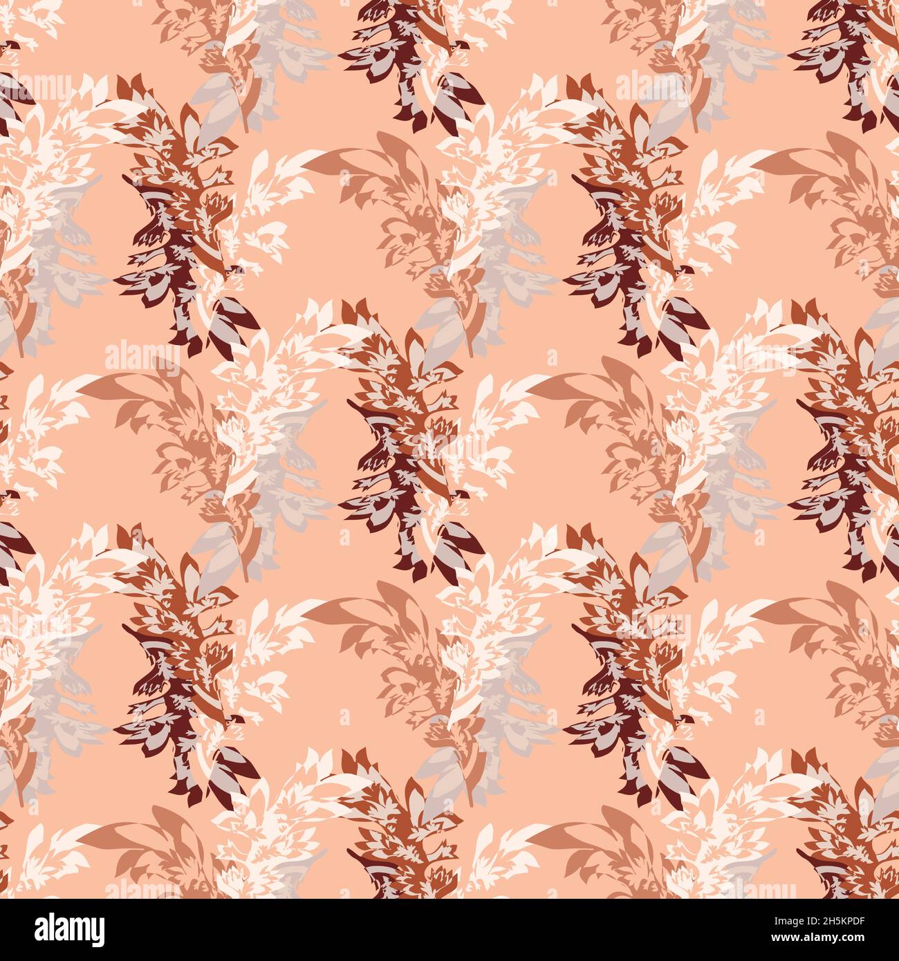 Acanthus leaf vector seamless pattern background. Modern take on arts and crafts style hand ...