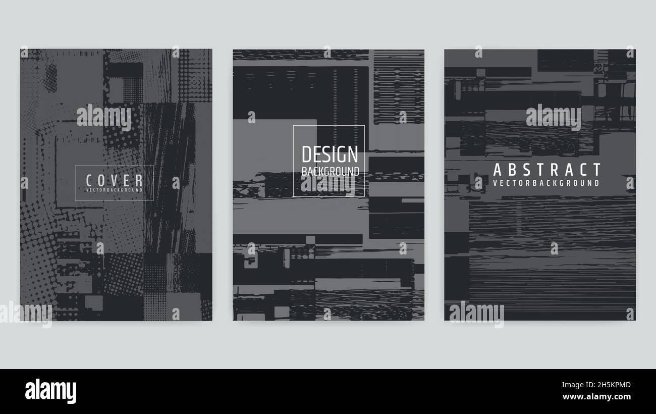 Set of abstract background cover designs. Screen error effect. Failure ...