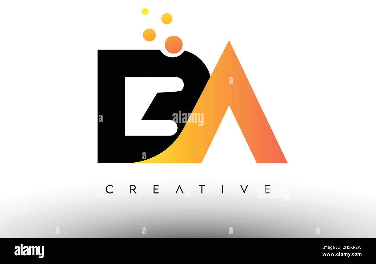 BA Black Orange Letter Logo Design. BA Icon with Dots and Bubbles ...