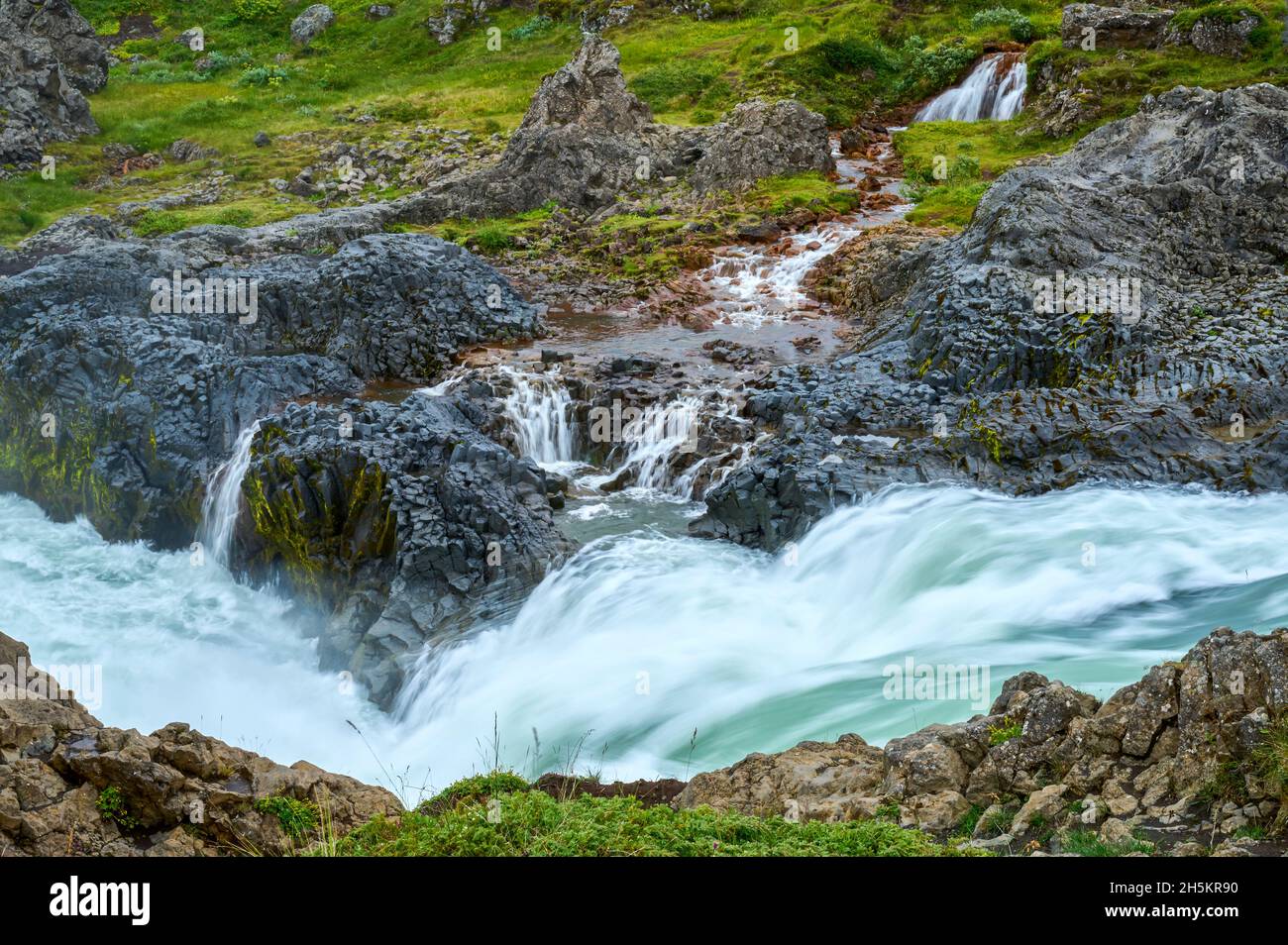 Geitafoss waterfall; Fossholl, Northeastern Region, Iceland Stock Photo ...
