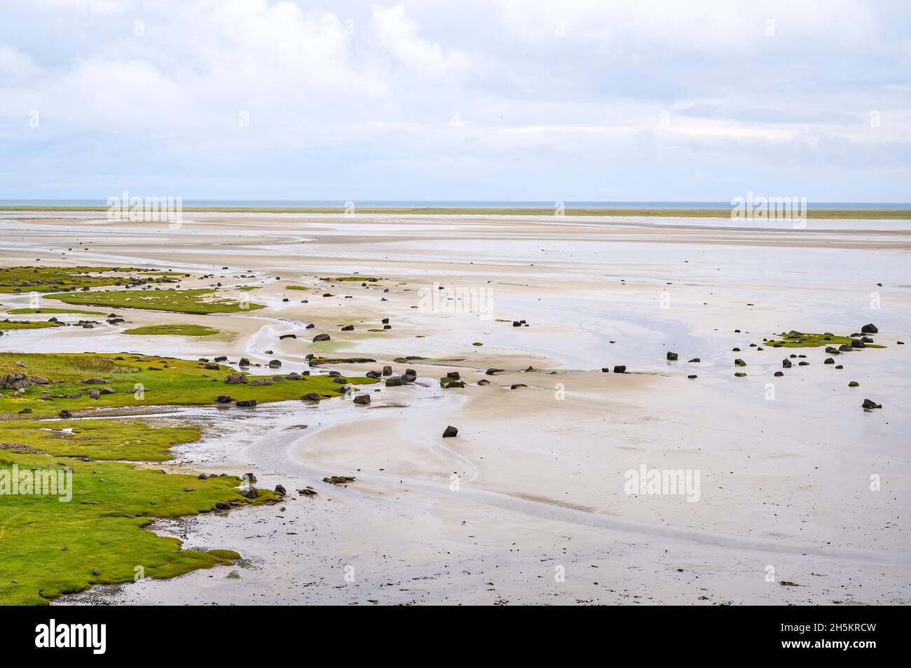 River delta at low tide; Bardastrandarvegur, Westfjords, Iceland Stock ...