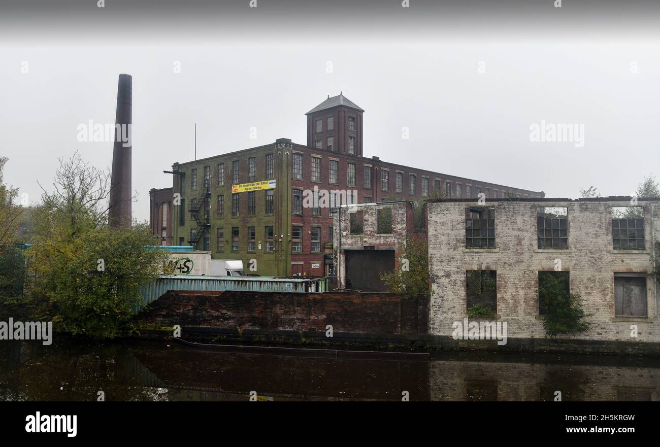 Rochdale, Lancashire, Britain, Uk Old mills overlooking the Rochdale ...