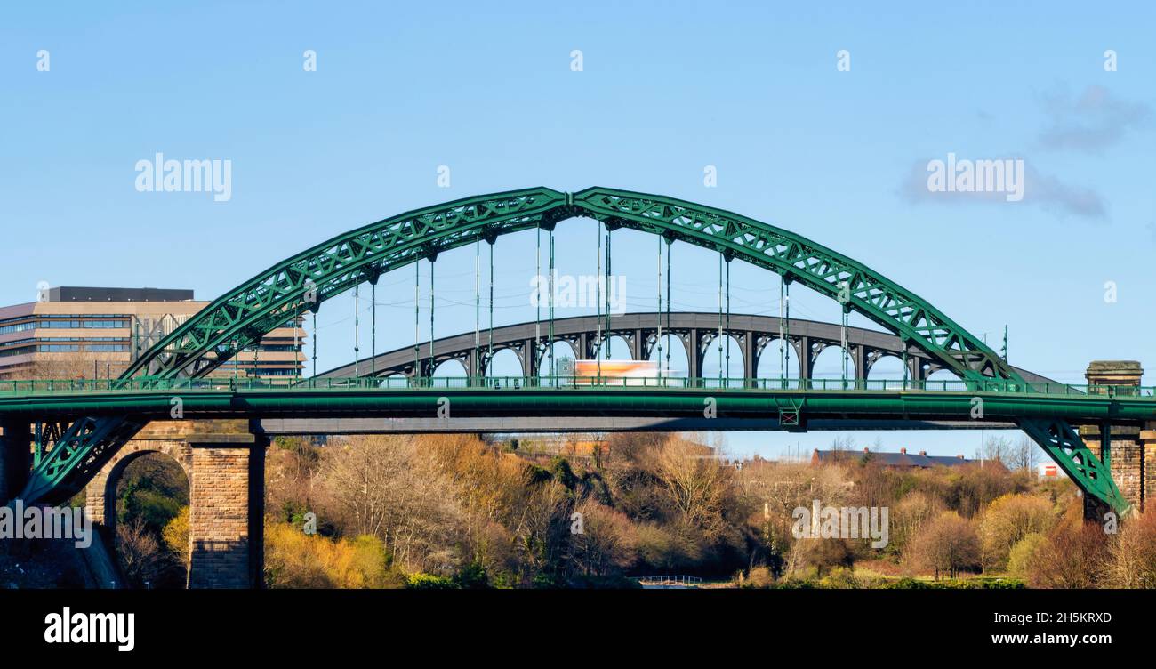 Green Wearmouth Bridge over River Wear in Sunderland, England ...