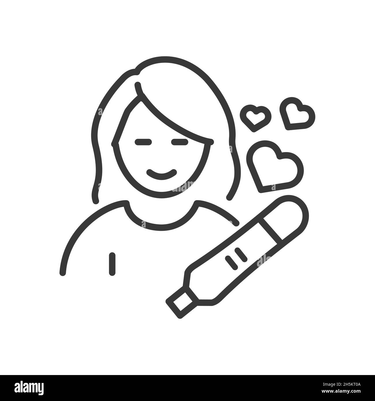 Positive pregnancy test - vector line design single isolated icon on ...