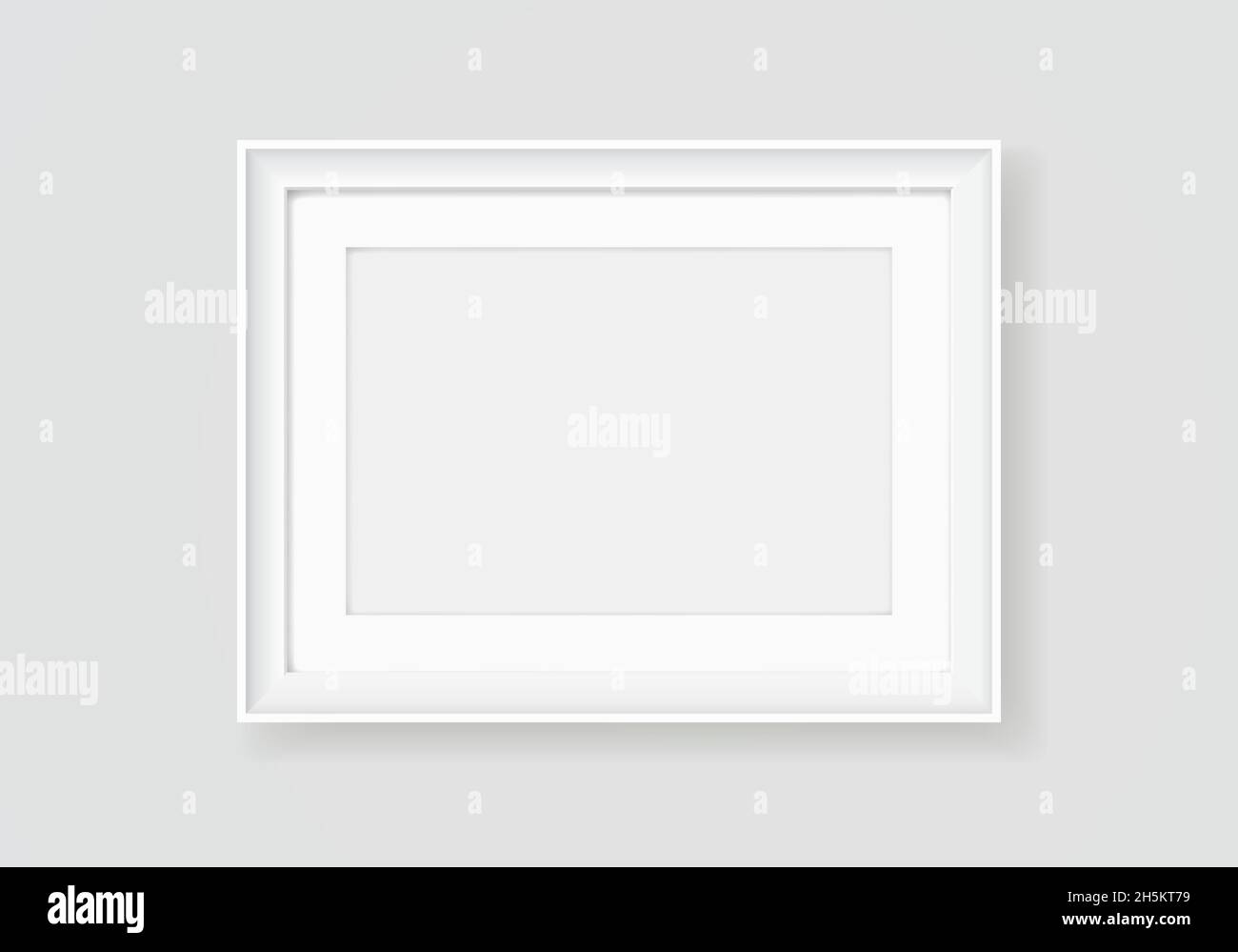 White picture frame, blank horizontal photo frame. Realistic empty ...