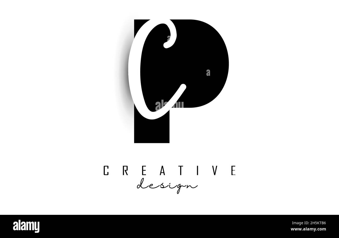 Letters PC logo with a minimalist design. Letters P and C with ...