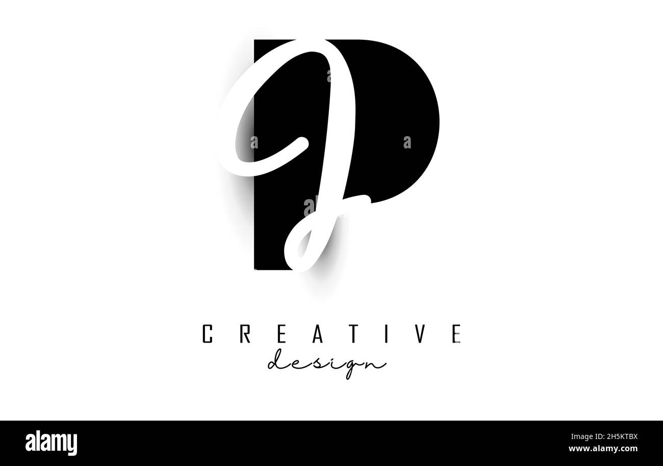 Letters PJ logo with a minimalist design. Letters P and J with ...