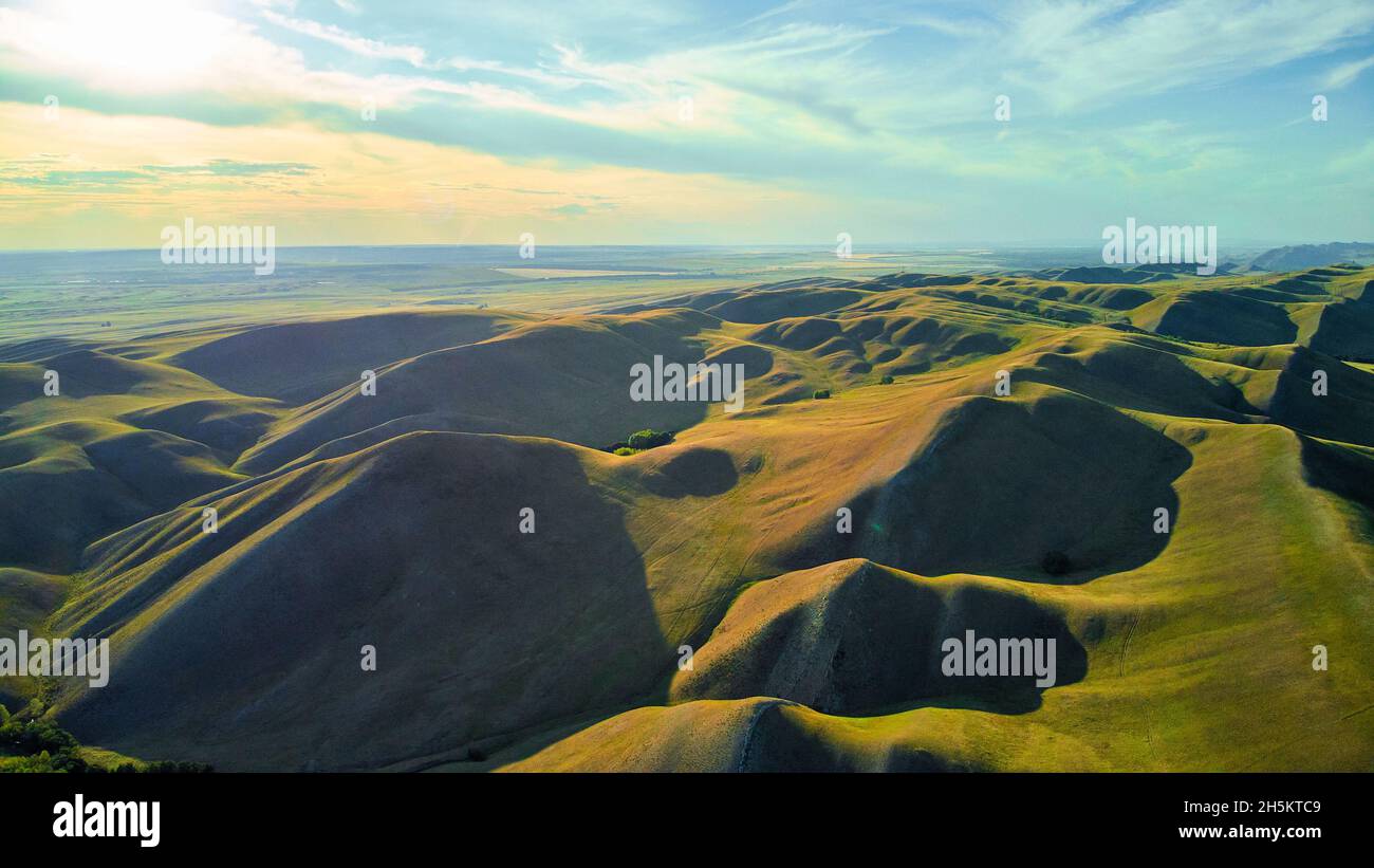 Aerial View of the Long Mountains Ridge. The beginning of the Ural ...