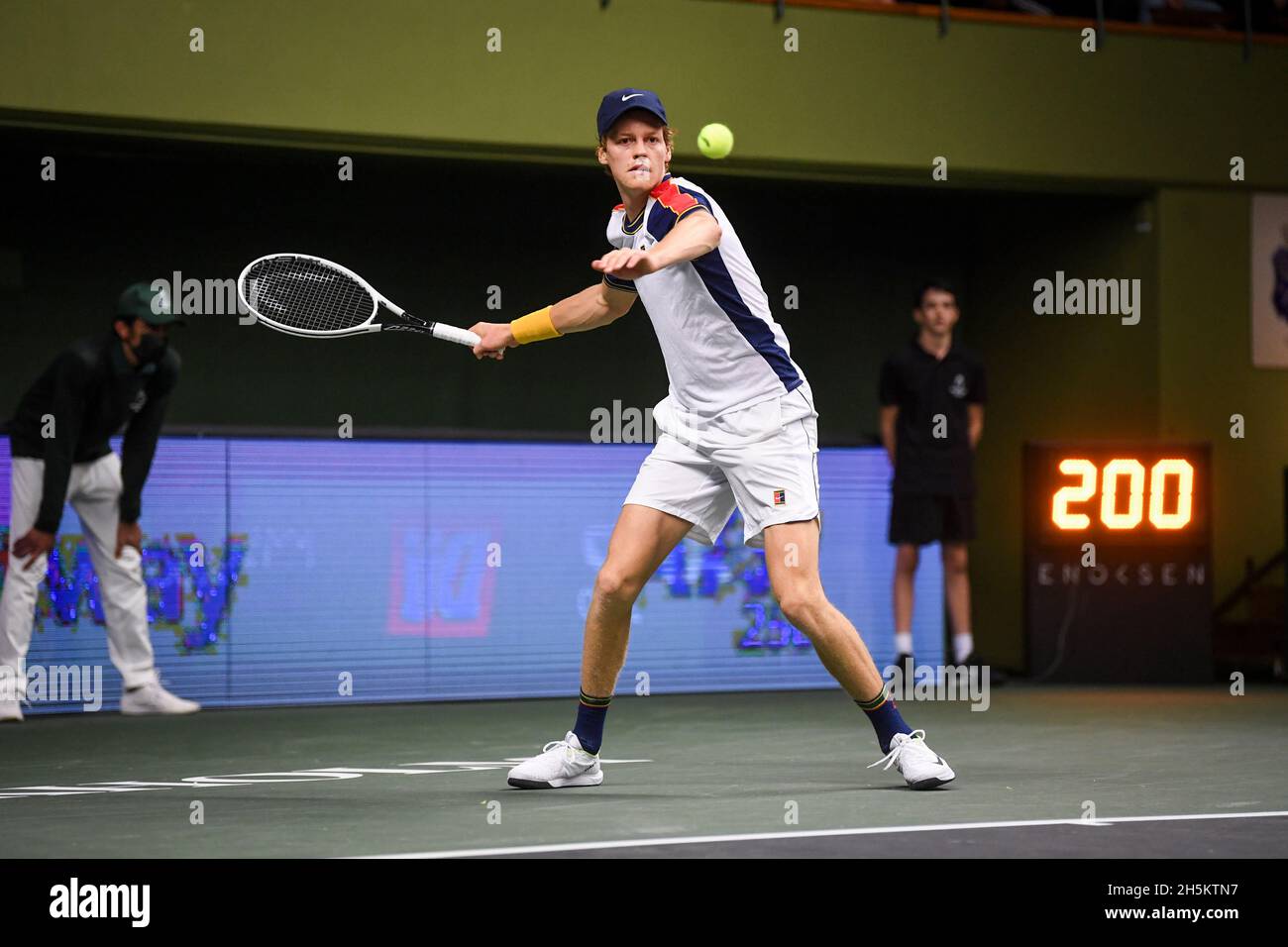 STOCKHOLM 20211110 Jannik Sinner of Italy in action during a men's ...