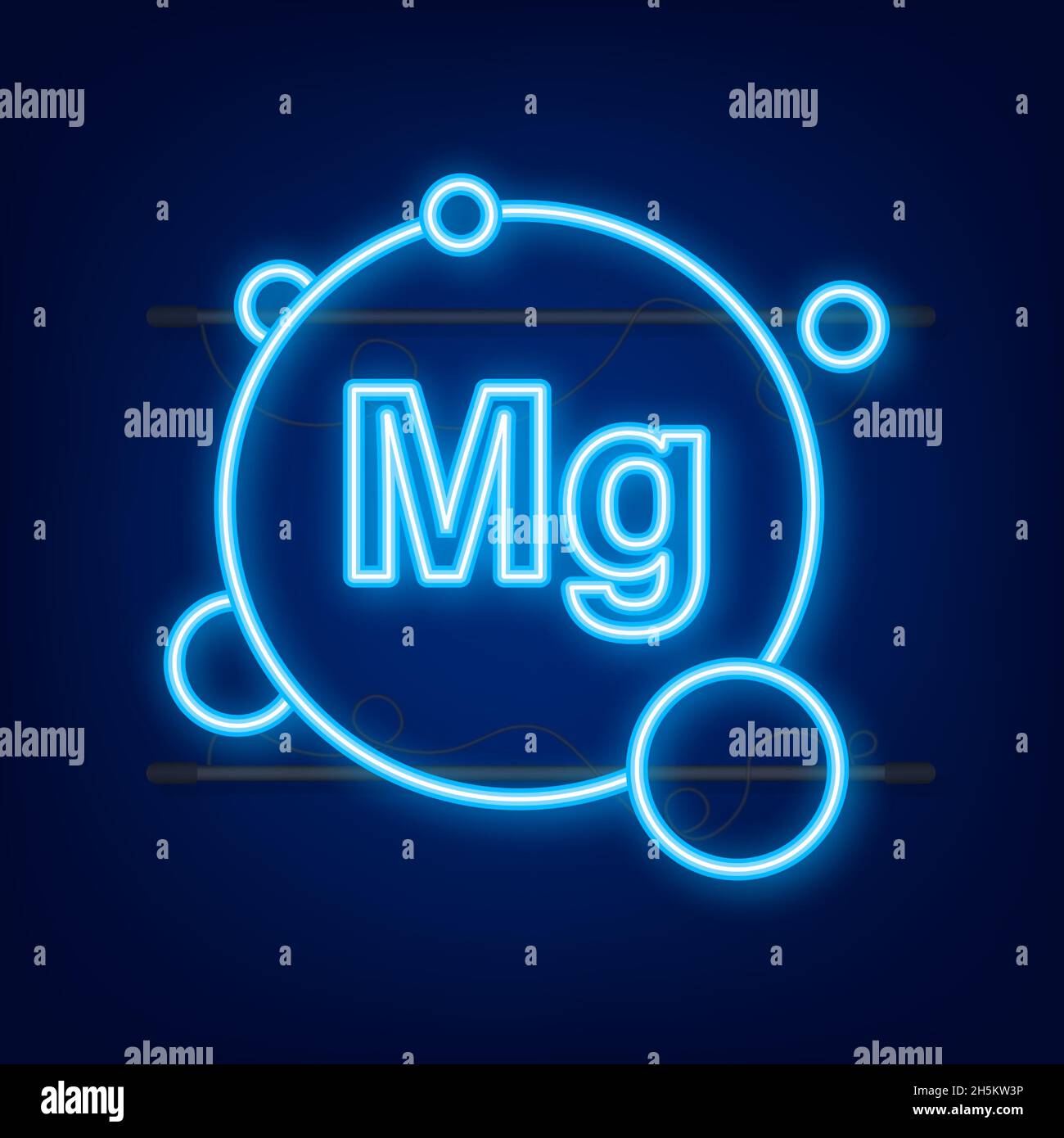 Blue magnesium neon sign. Magnesium mineral. Mg pill capsule. Vector ...