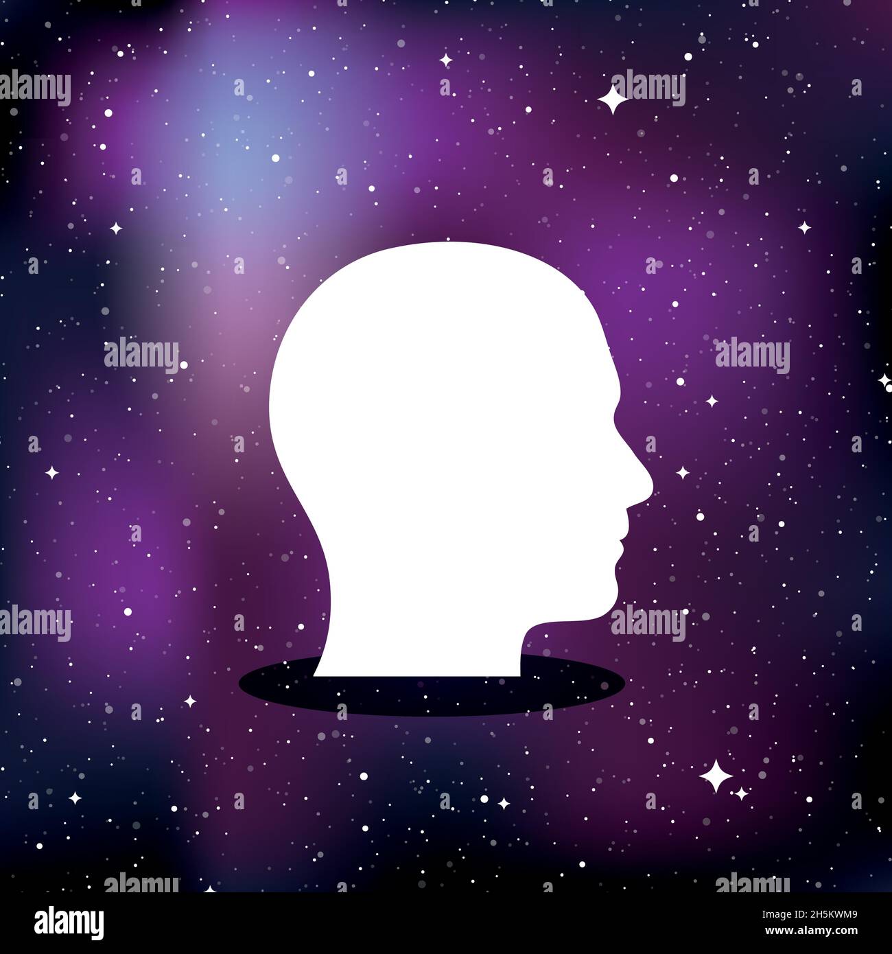 Man portrait in profile. Universe texture. Vector illustration, flat ...