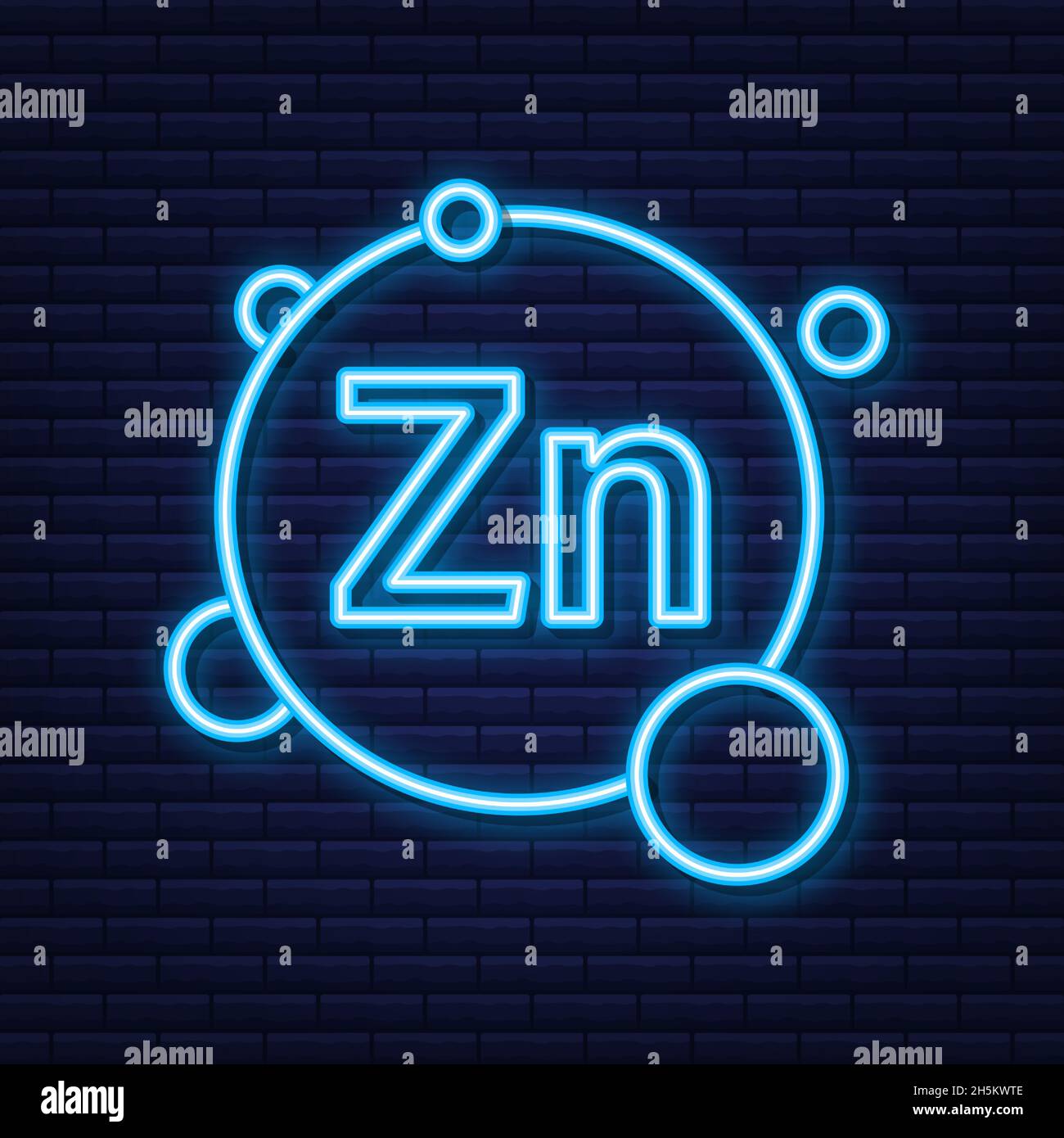 Zn, zinc for healthcare neon sign. Vitamin complex. Healthcare concept ...