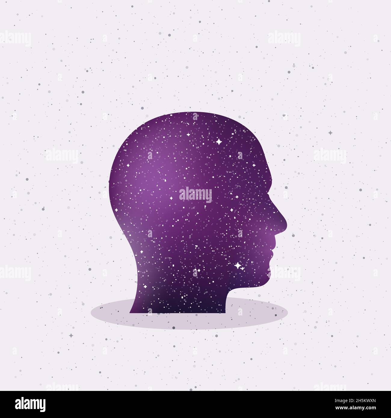 Man portrait in profile. Universe texture. Vector illustration, flat ...