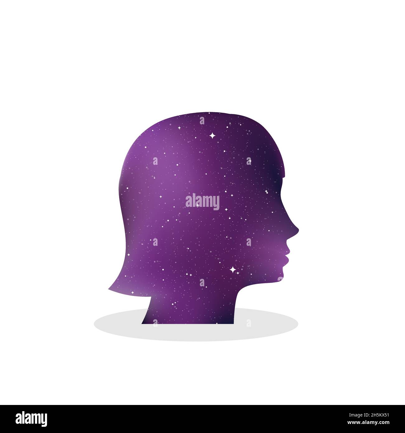 Woman portrait in profile. Universe texture. Vector illustration, flat ...