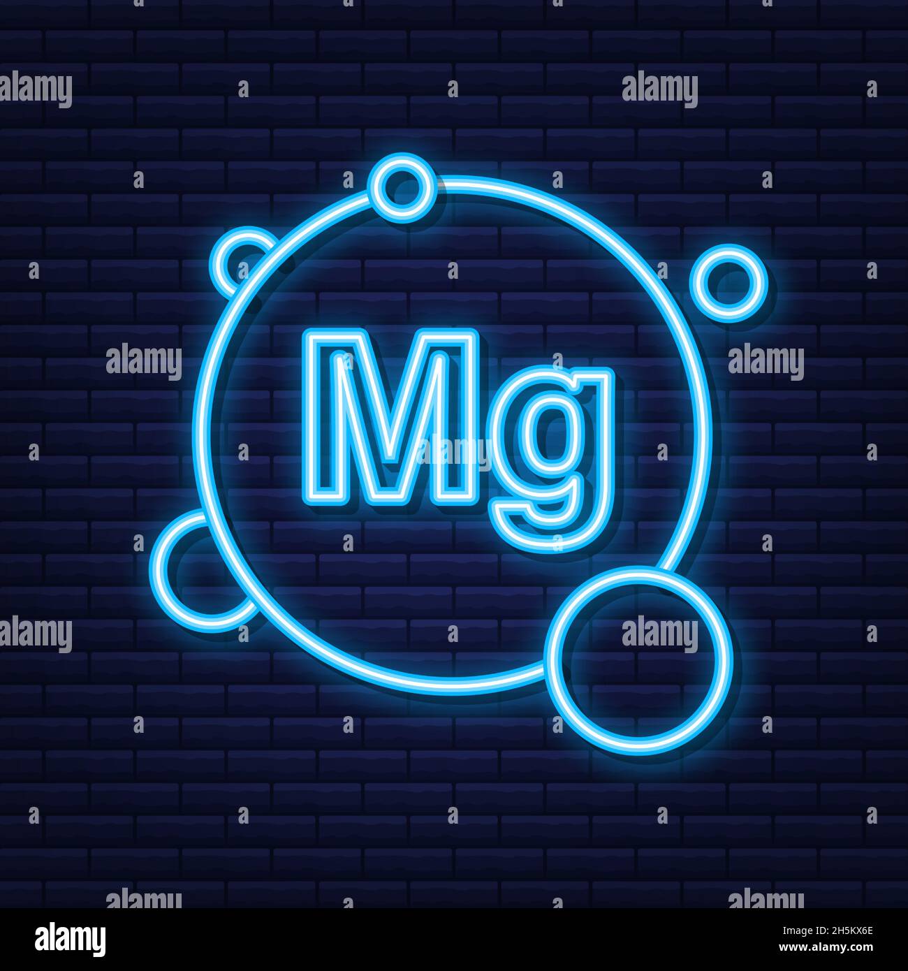 Blue magnesium neon sign. Magnesium mineral. Mg pill capsule. Vector ...
