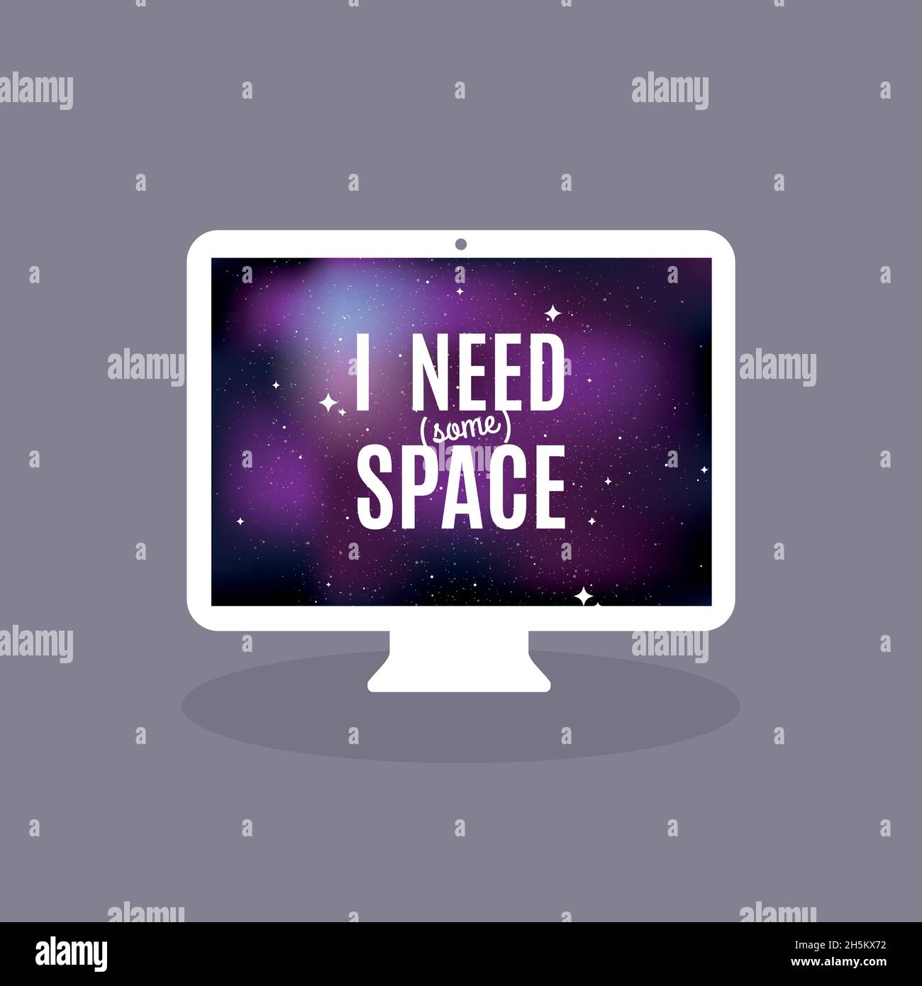 Desktop computer device icon with star universe background. Screen ...