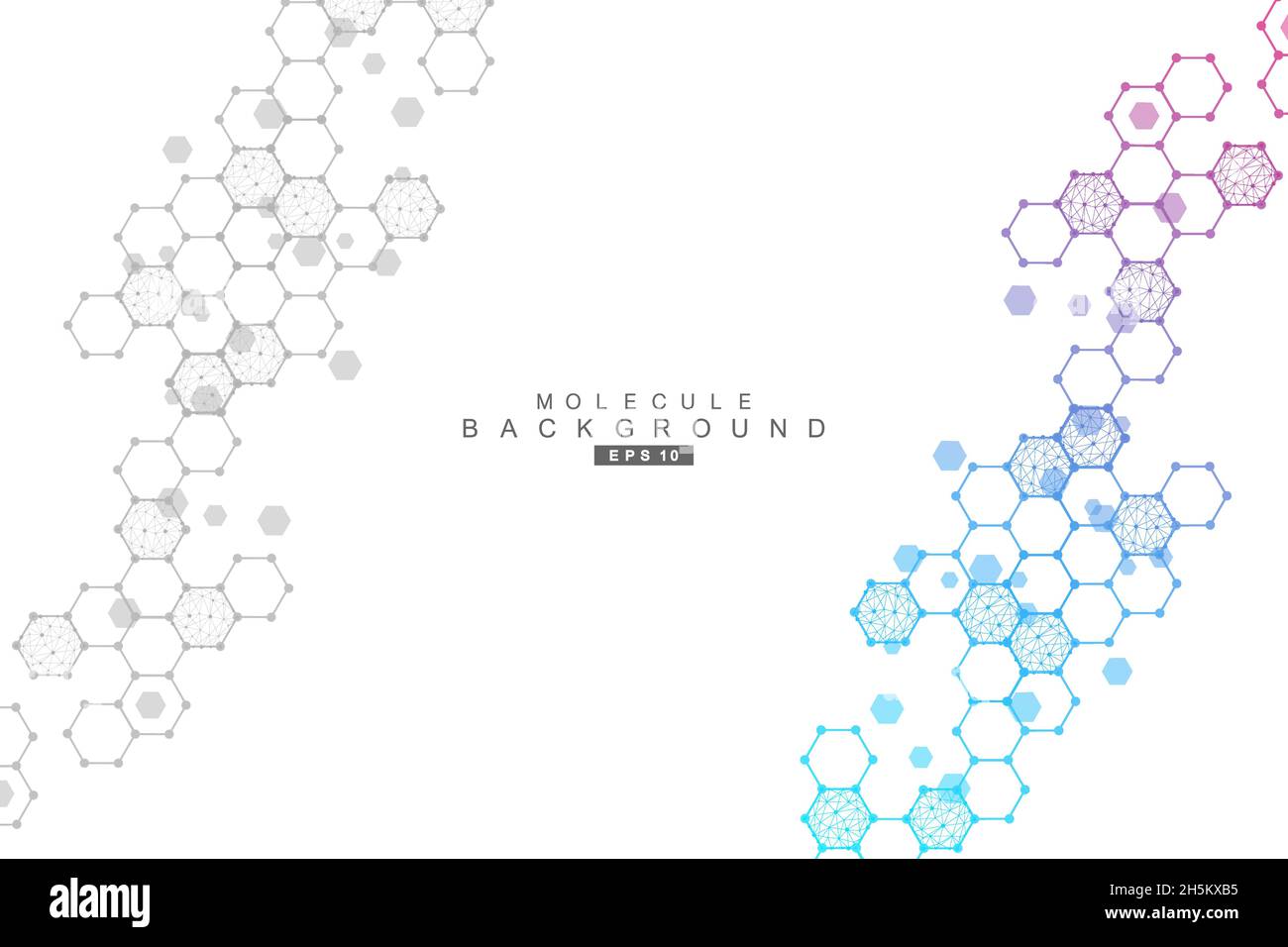 Science network pattern, connecting lines and dots. Technology hexagons ...