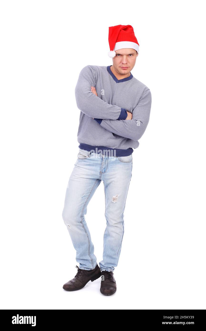 Person wearing santa hat Cut Out Stock Images & Pictures - Alamy