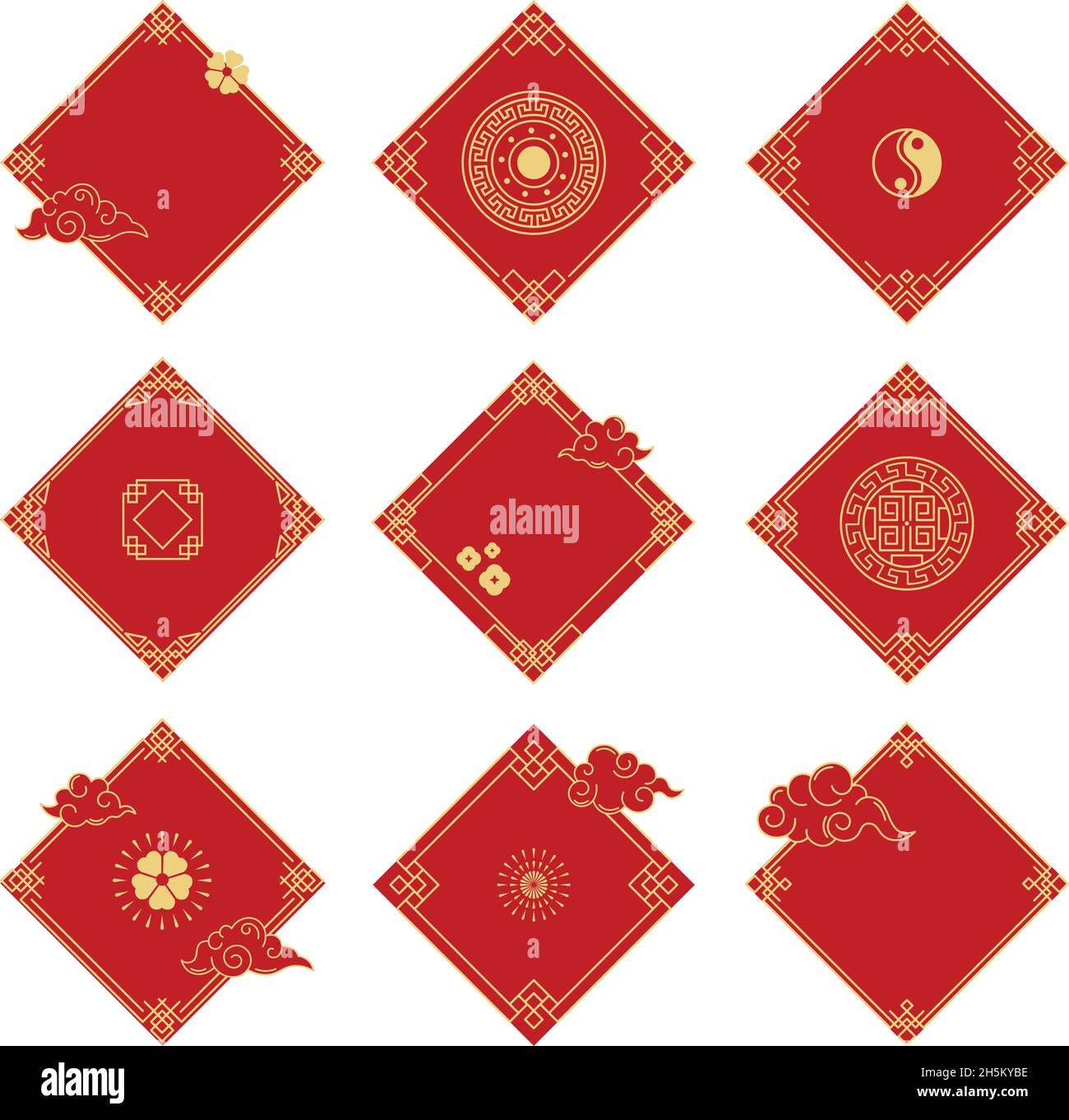 Traditional chinese decorative oriental ornament festive cards. Asian ...
