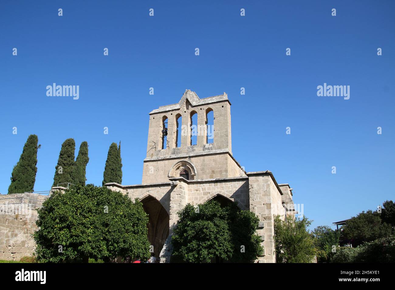 The ruins of the Gothic Bellapais Abbey, Northern Cyprus Stock Photo ...