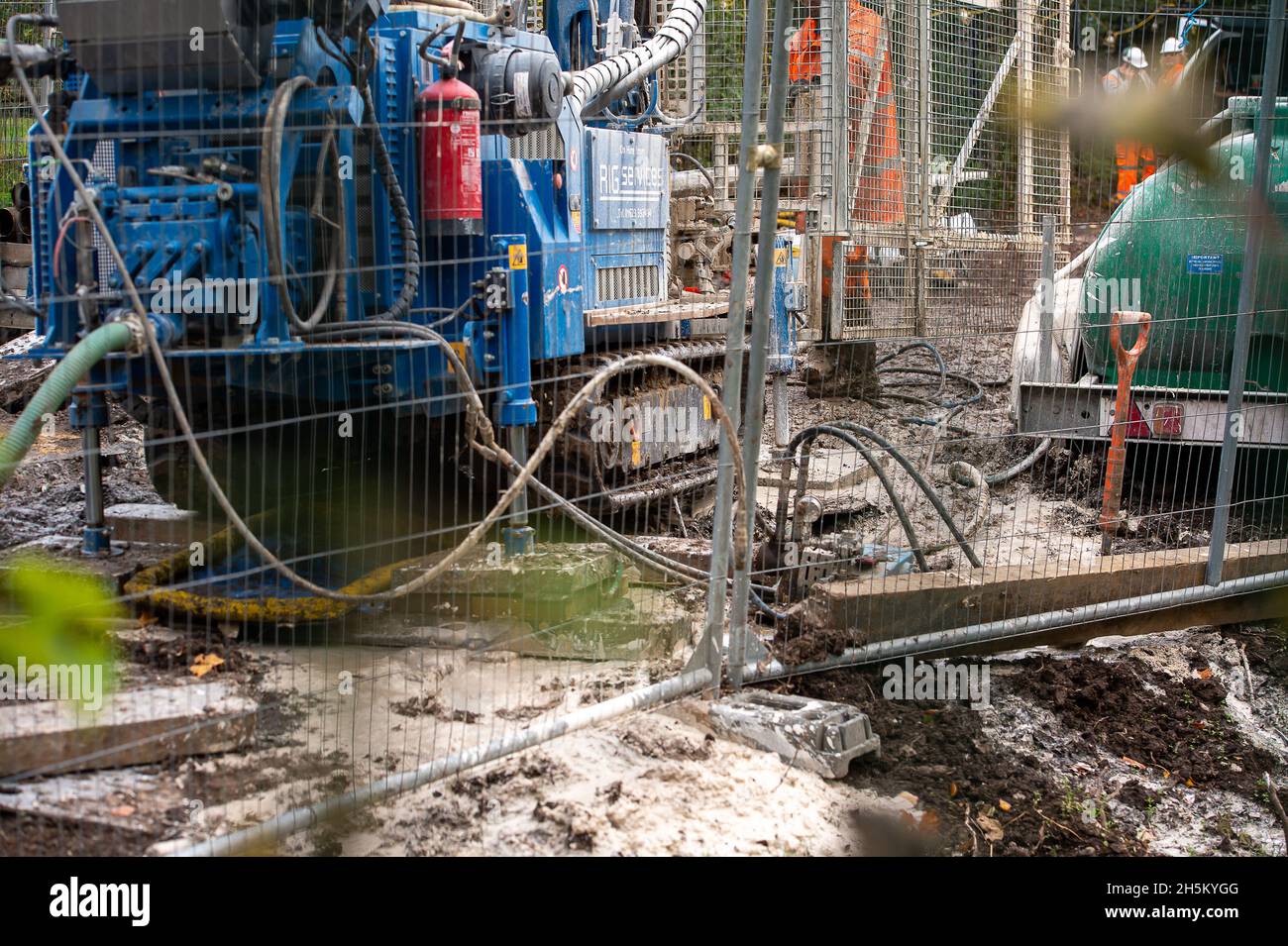 Wendover, UK. 9th November, 2021. HS2 are drilling into the chalk ...