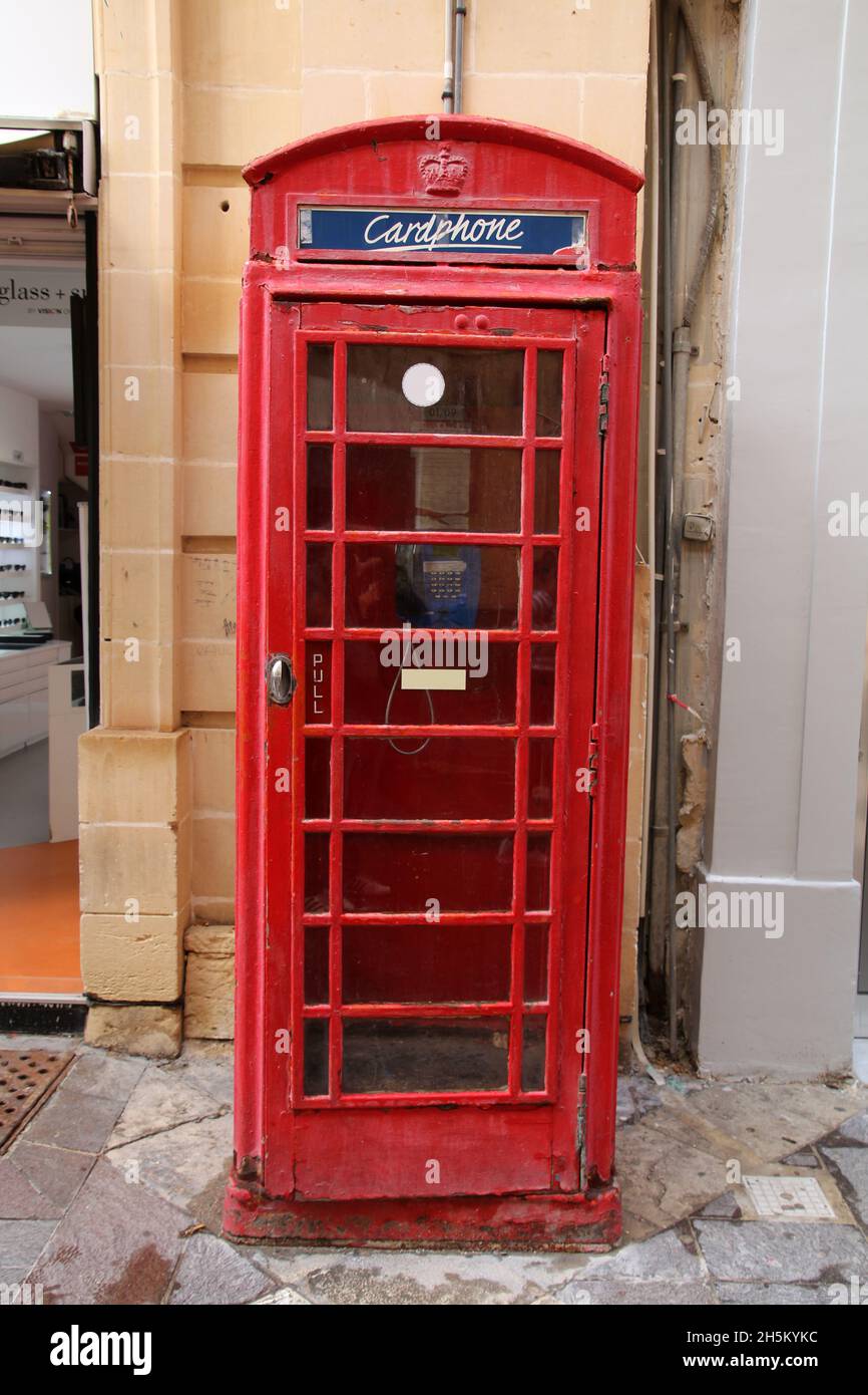 Red street phone box of Malta Stock Photo - Alamy