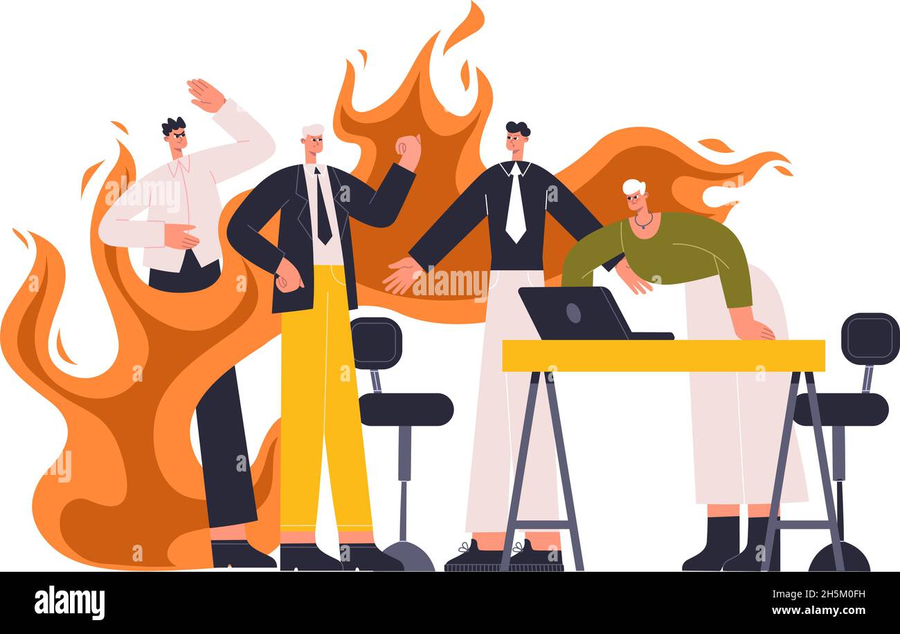 Business people quarrel, angry office team conflict scene. Office ... Business people quarrel, angry office team conflict scene. Office ...